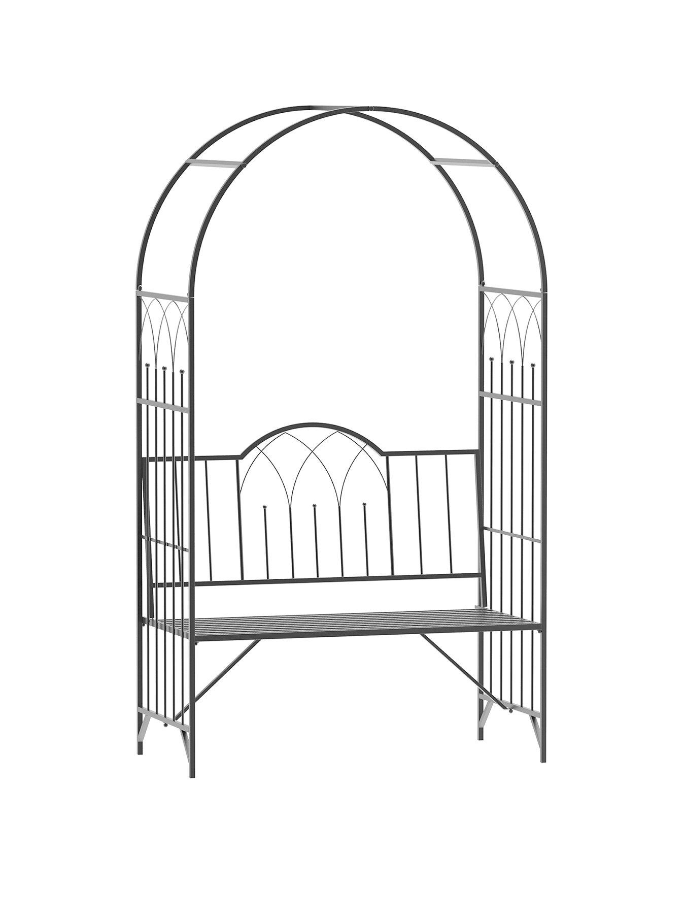 OutSunny Metal Frame Bench with Arch for 2 People H 203, L 115, W 59cm ...