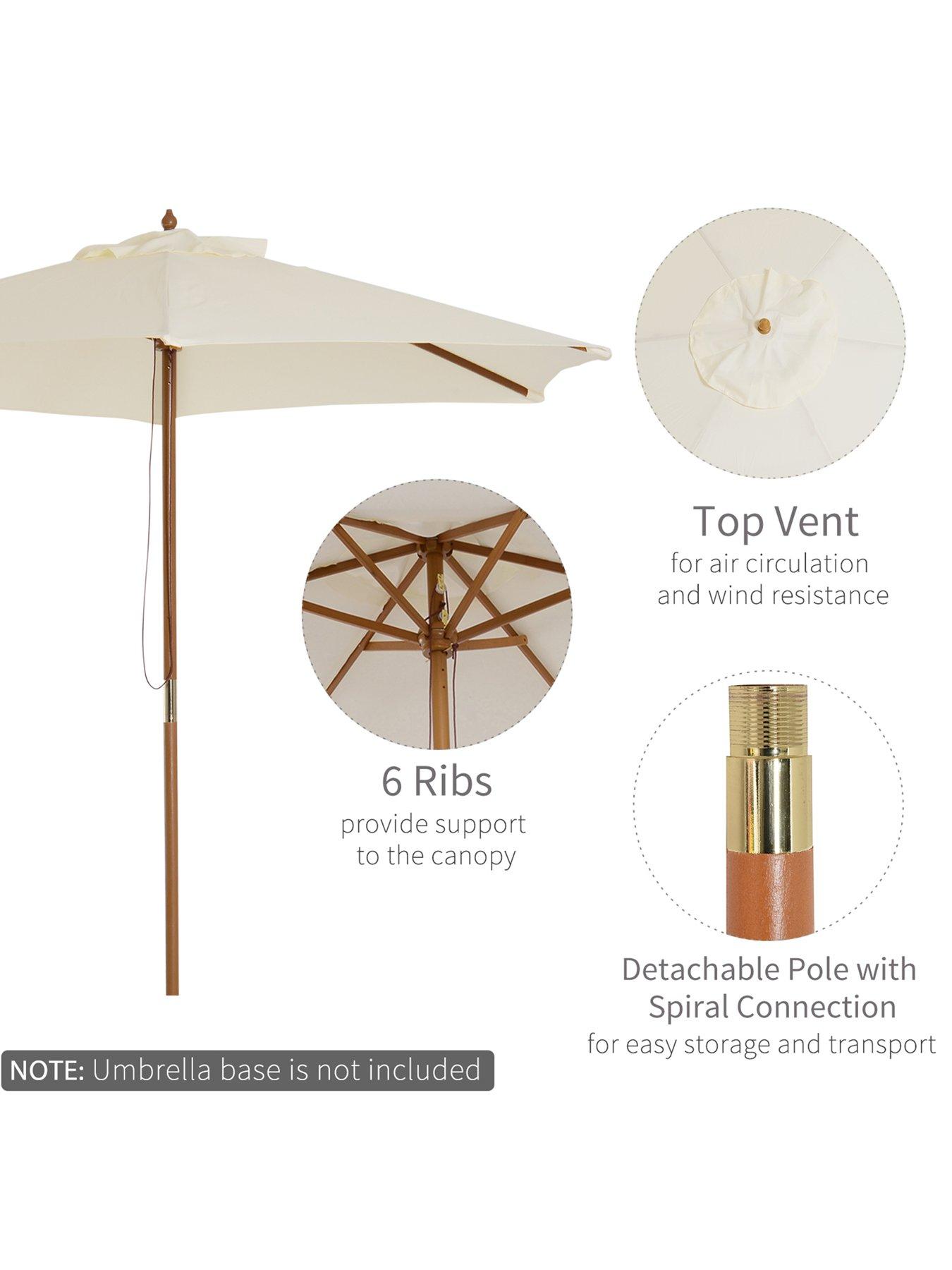 OutSunny 2.5m Wooden Umbrella Parasol - Cream | Very