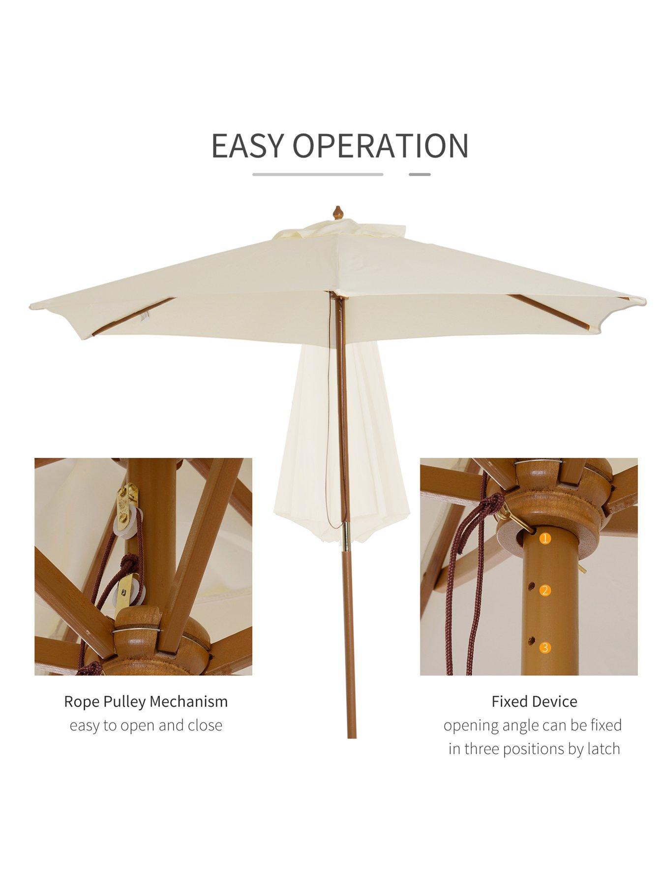 OutSunny 2.5m Wooden Umbrella Parasol - Cream | Very