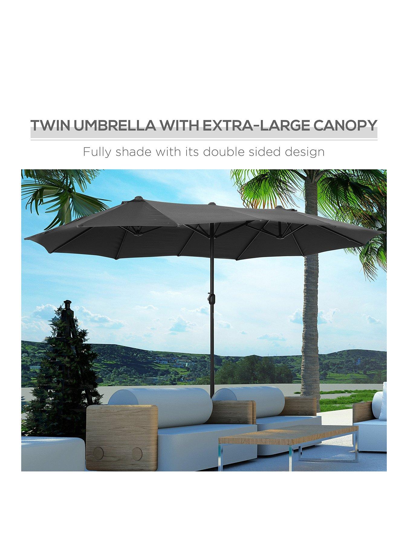OutSunny 4.6M Sun Umbrella Canopy Double-sided Crank Sun Shade with ...