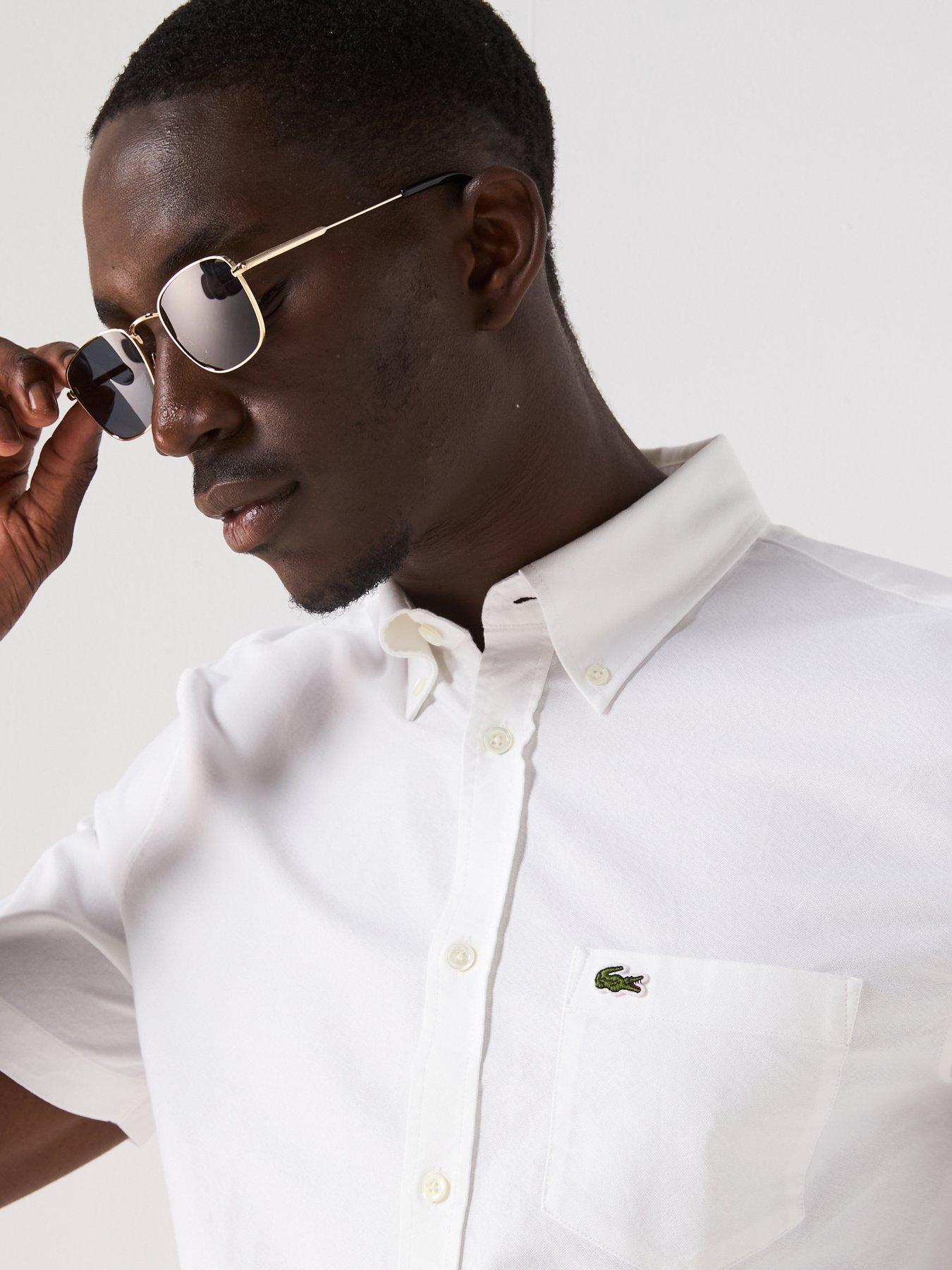 Lacoste Short Sleeve Oxford Shirt - White | Very
