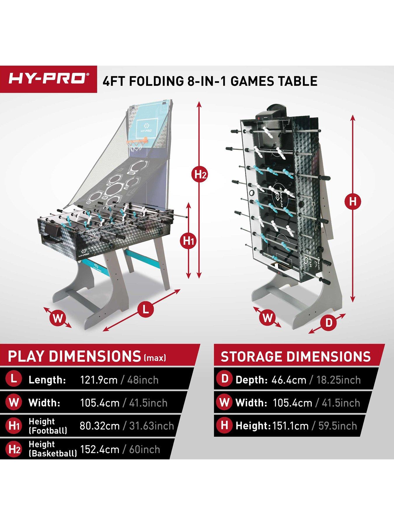 Hy-Pro 4ft 8-in-1 Multi Game Table (Pool /Football / Power Puck Hockey ...