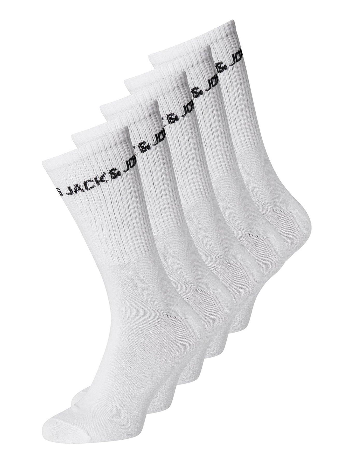 Jack & Jones Jack & Jones 5-Pack Logo Tennis Socks - White | very.co.uk