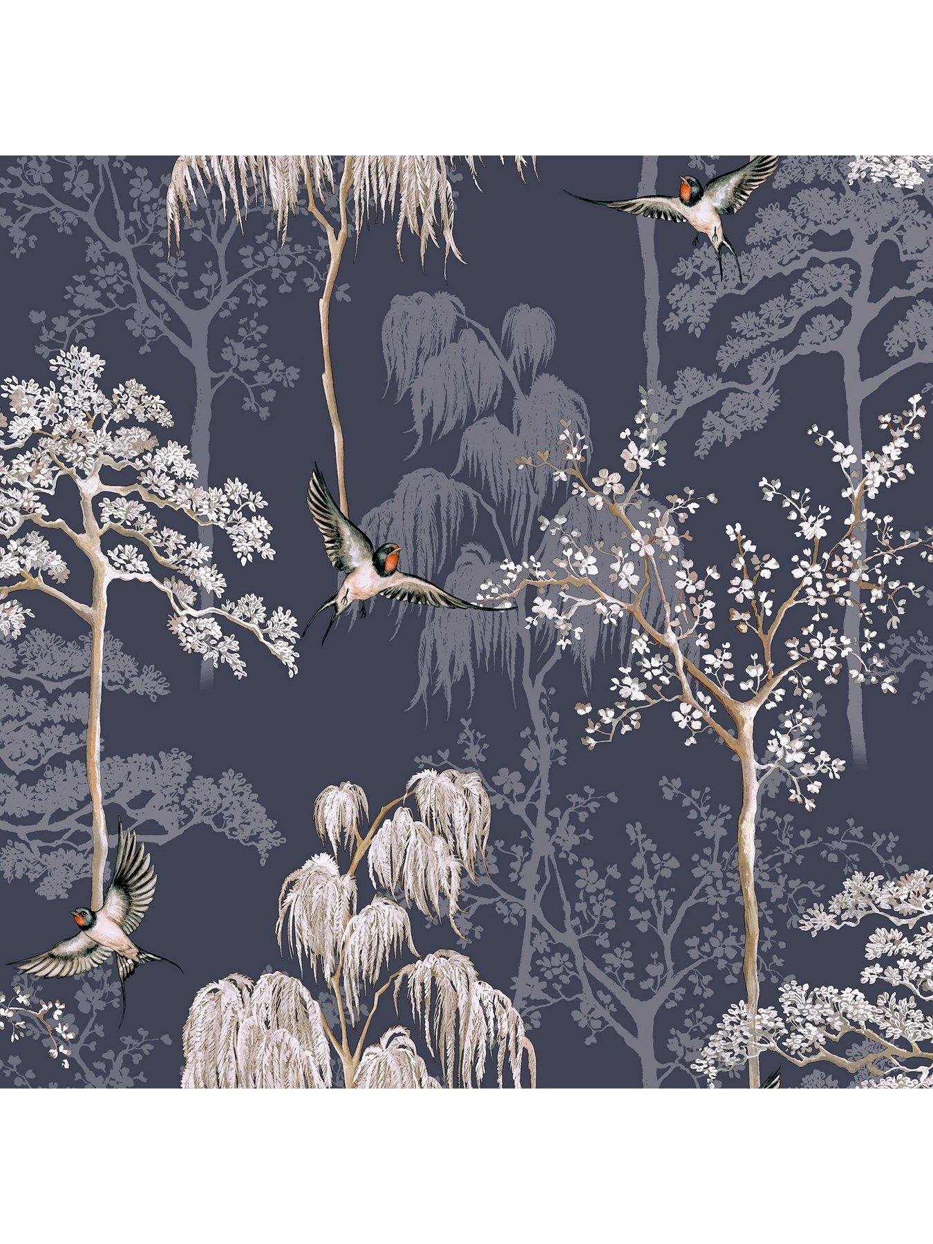 ARTHOUSE Japanese Garden Blue Wallpaper | very.co.uk