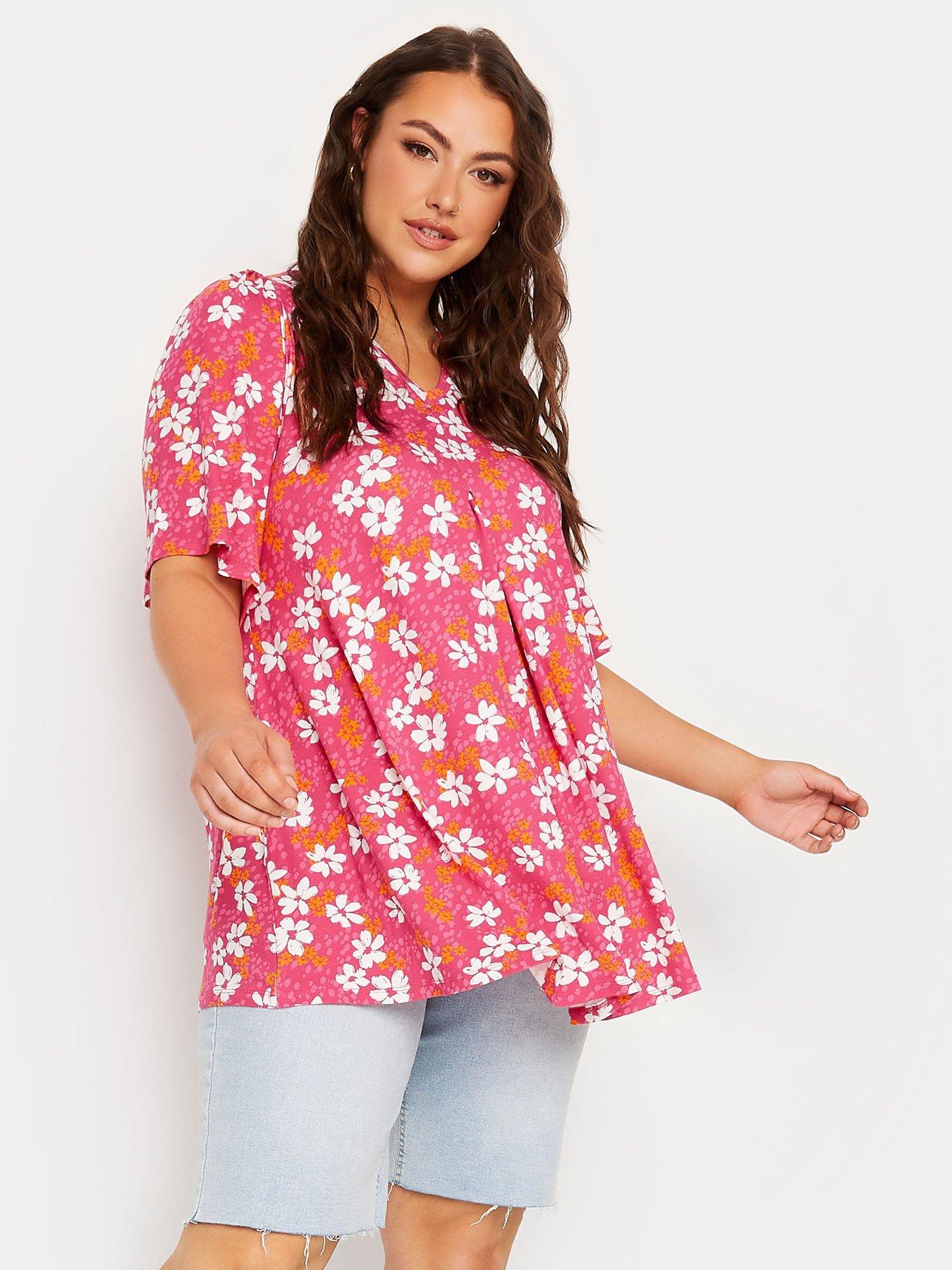 Yours Angel Sleeve Pleat Swing Top - Pink | Very.co.uk
