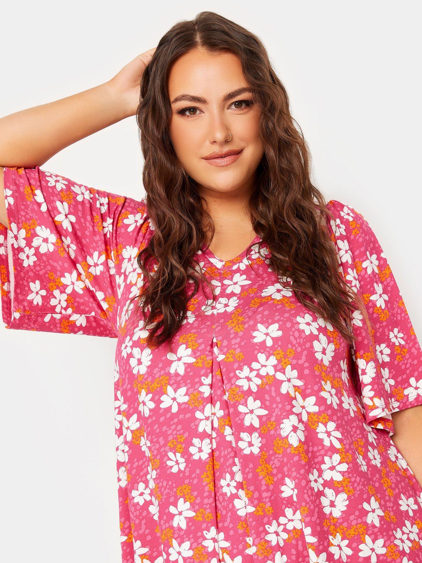 Yours Angel Sleeve Pleat Swing Top - Pink | Very.co.uk