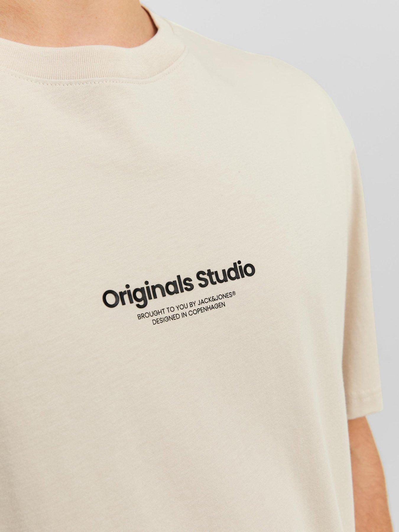 Jack & Jones Originals Studio Logo T-Shirt - Light Beige | Very
