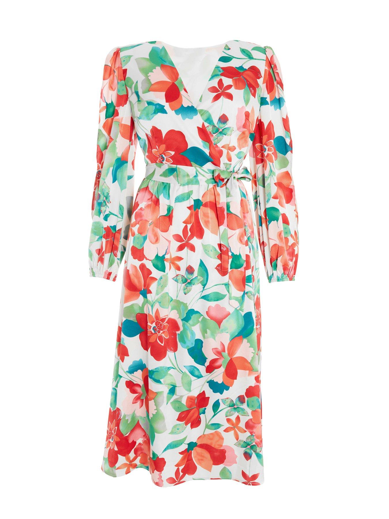 Quiz Tropical Midi Dress Multi Uk