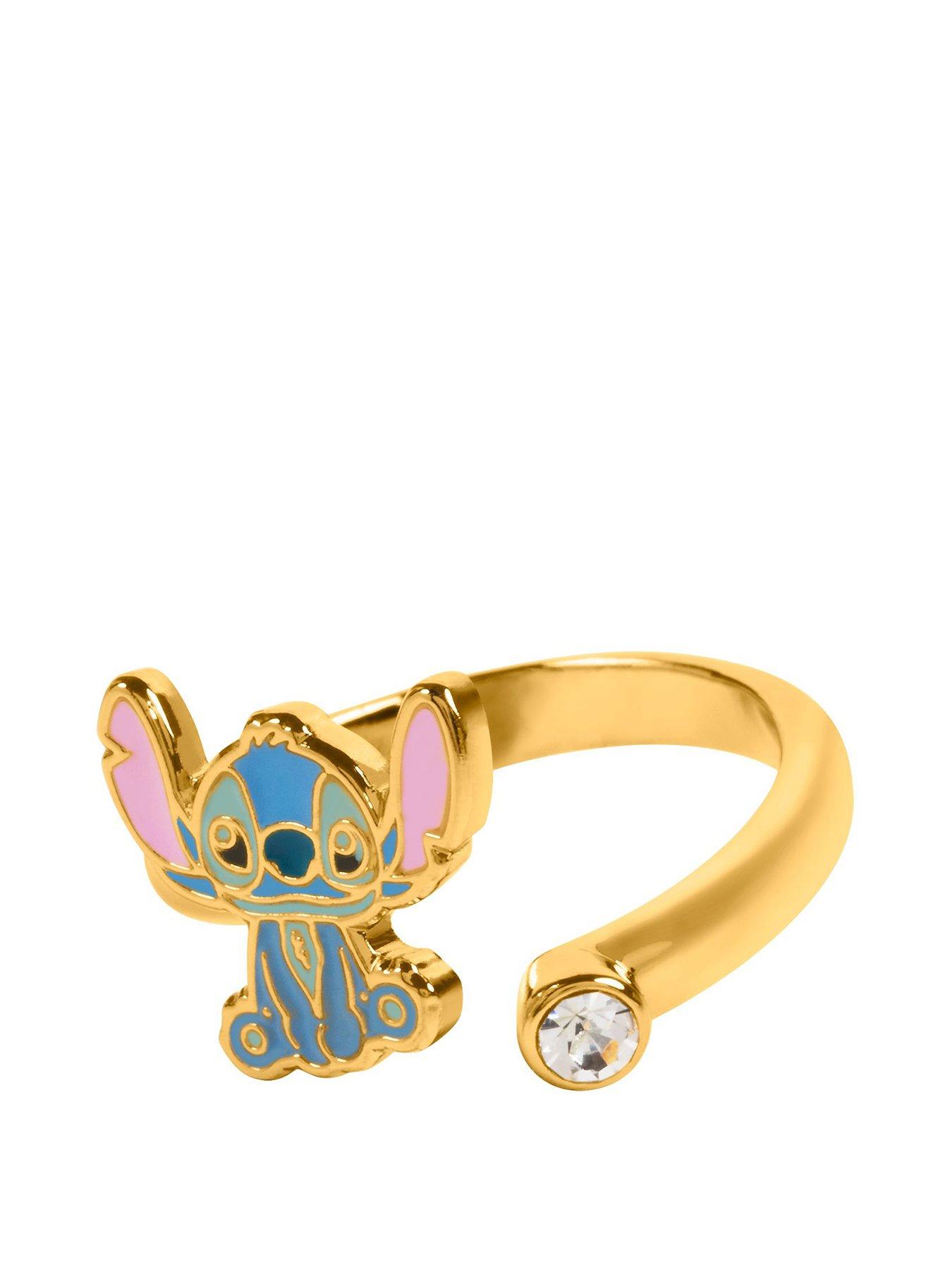 Disney Lilo & Stitch Blue & Pink Gold Plated Clear Stone Ring | very.co.uk