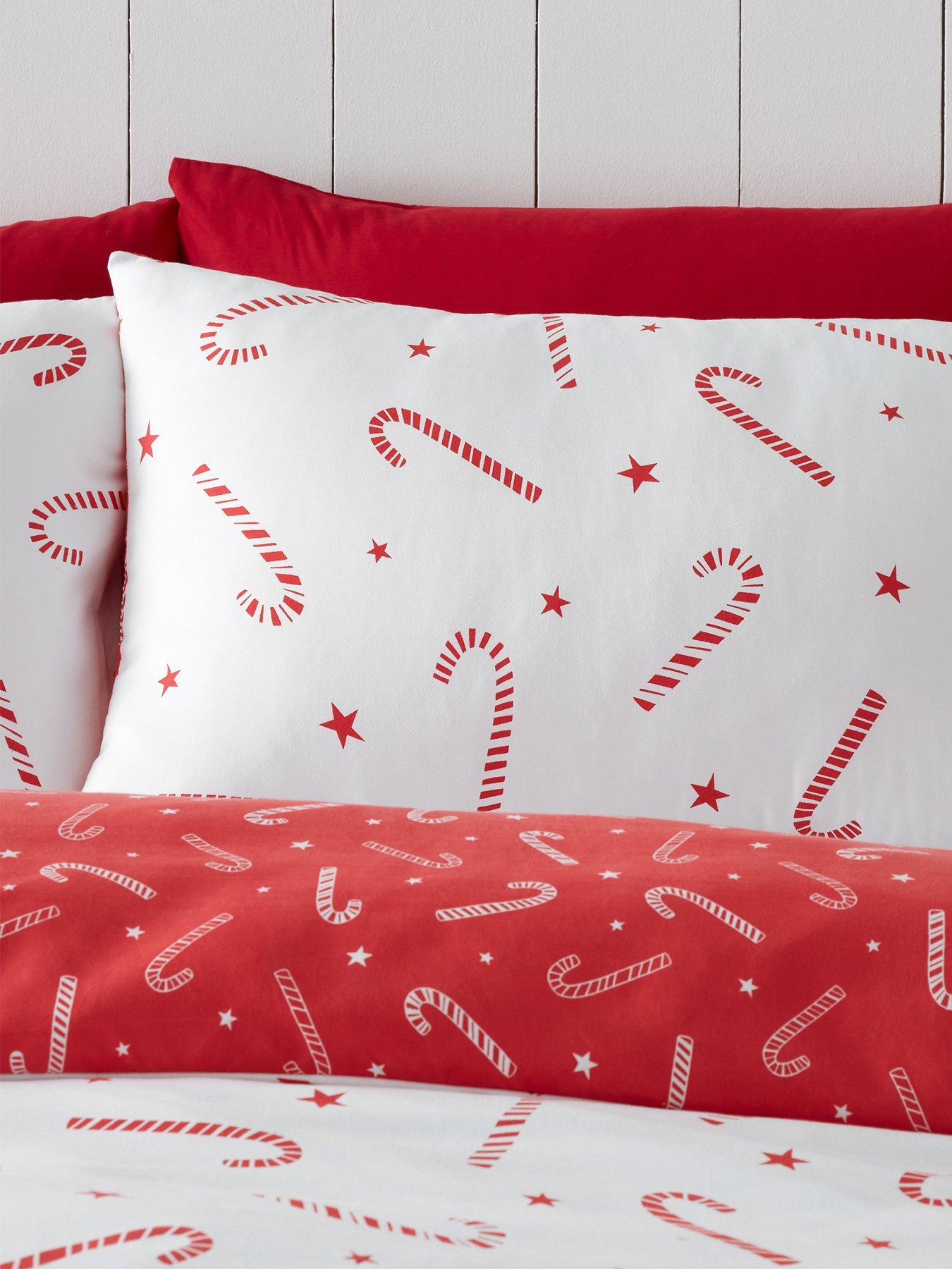 Catherine Lansfield Christmas Candy Cane Duvet Cover Set | Very