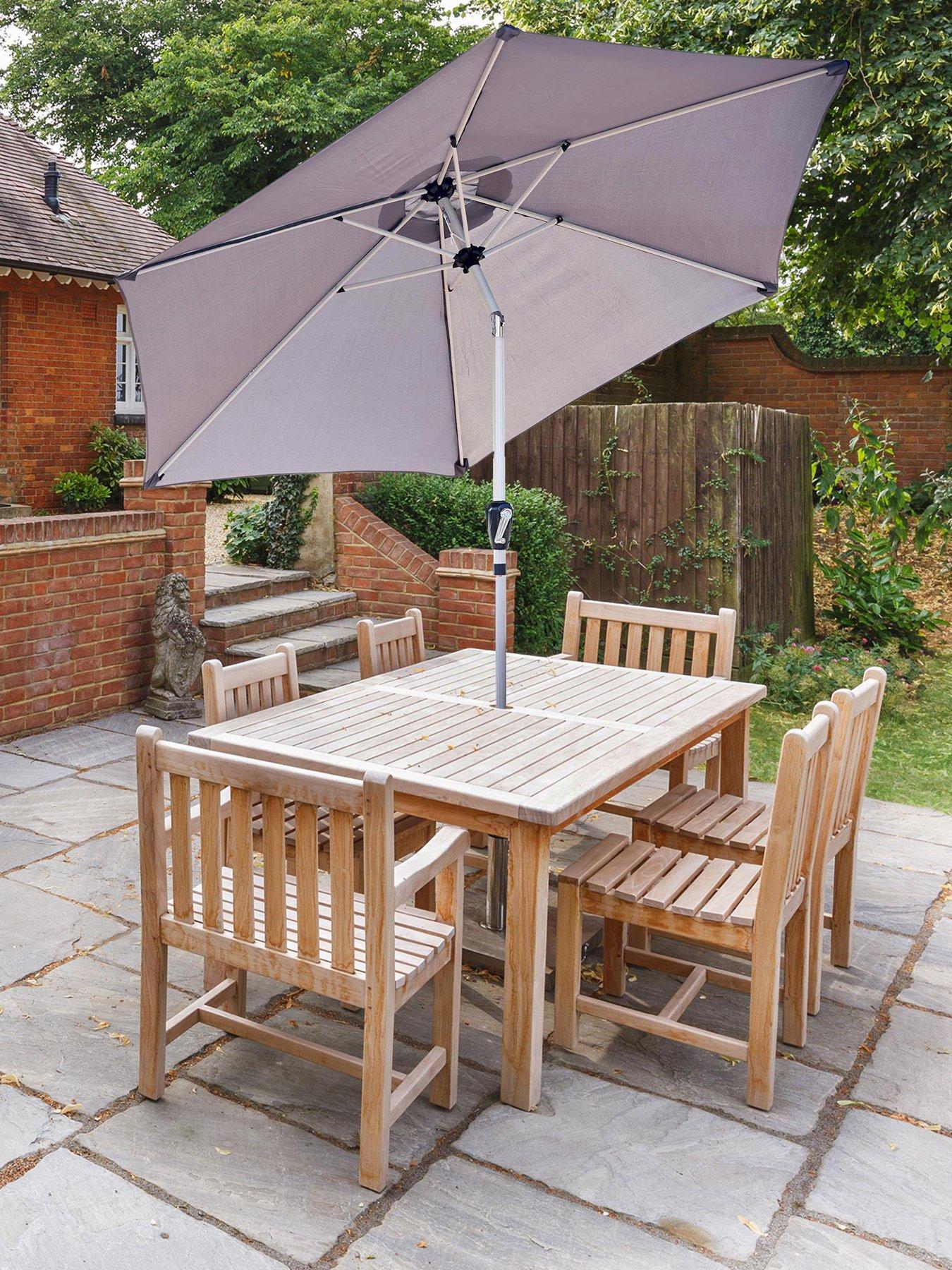 Glamhaus Tilting Light Grey Garden Table Parasol Umbrella 2.7M with ...