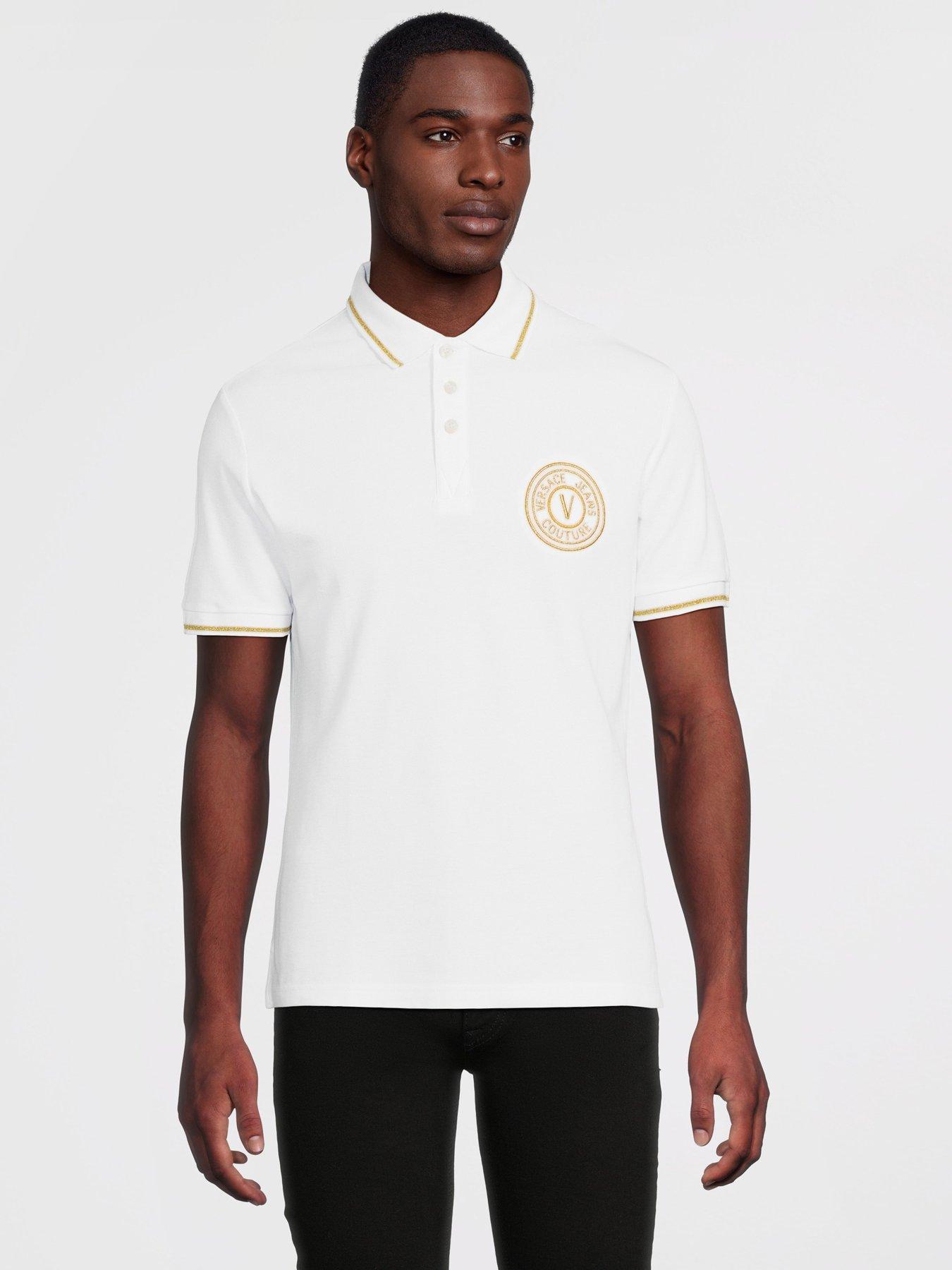 Versace Jeans Couture Left Chest Embroided Logo Polo - White | Very