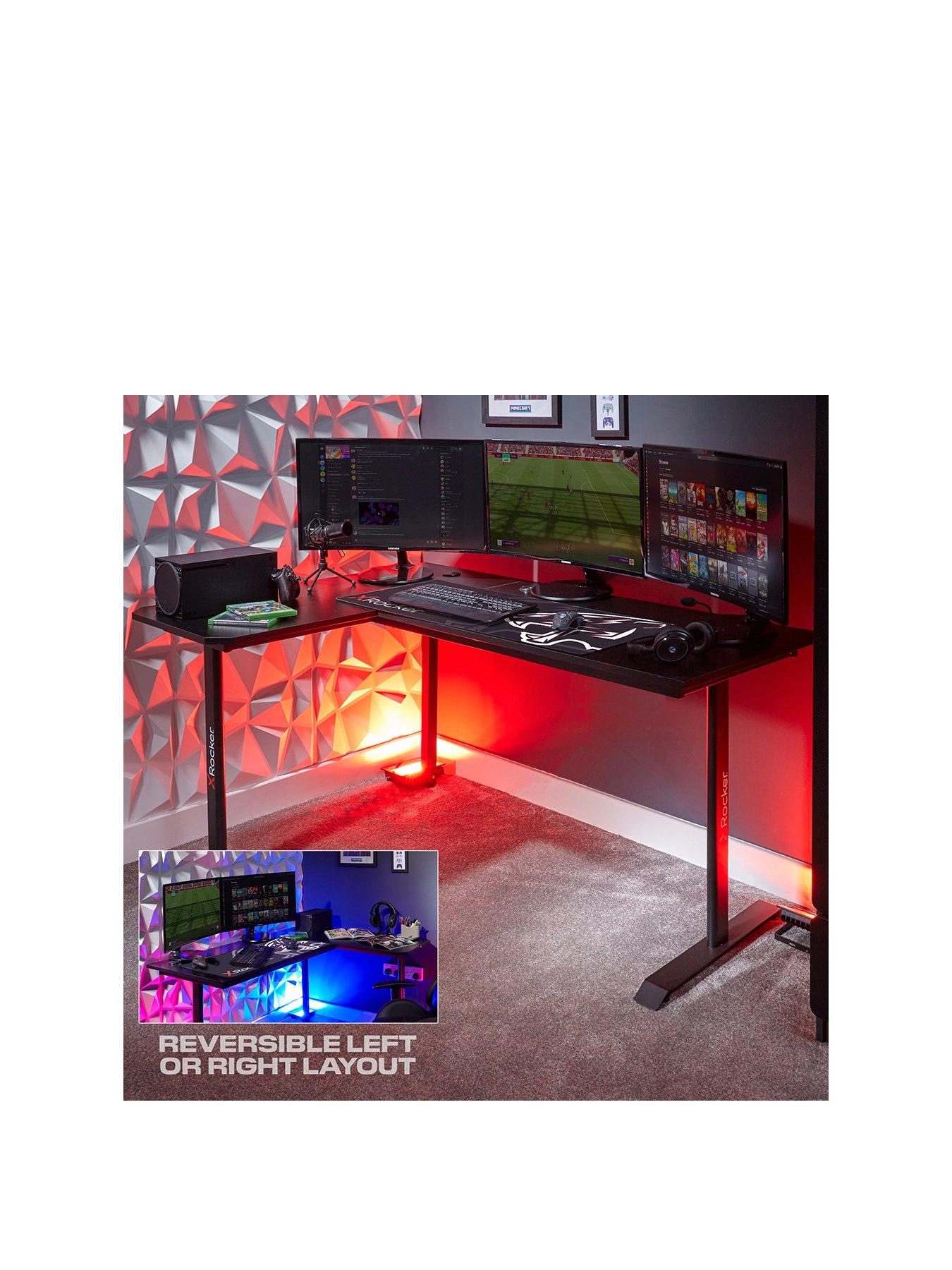 X Rocker Panther XL REVERSIBLE Corner Sports Gaming Desk - Carbon Black ...