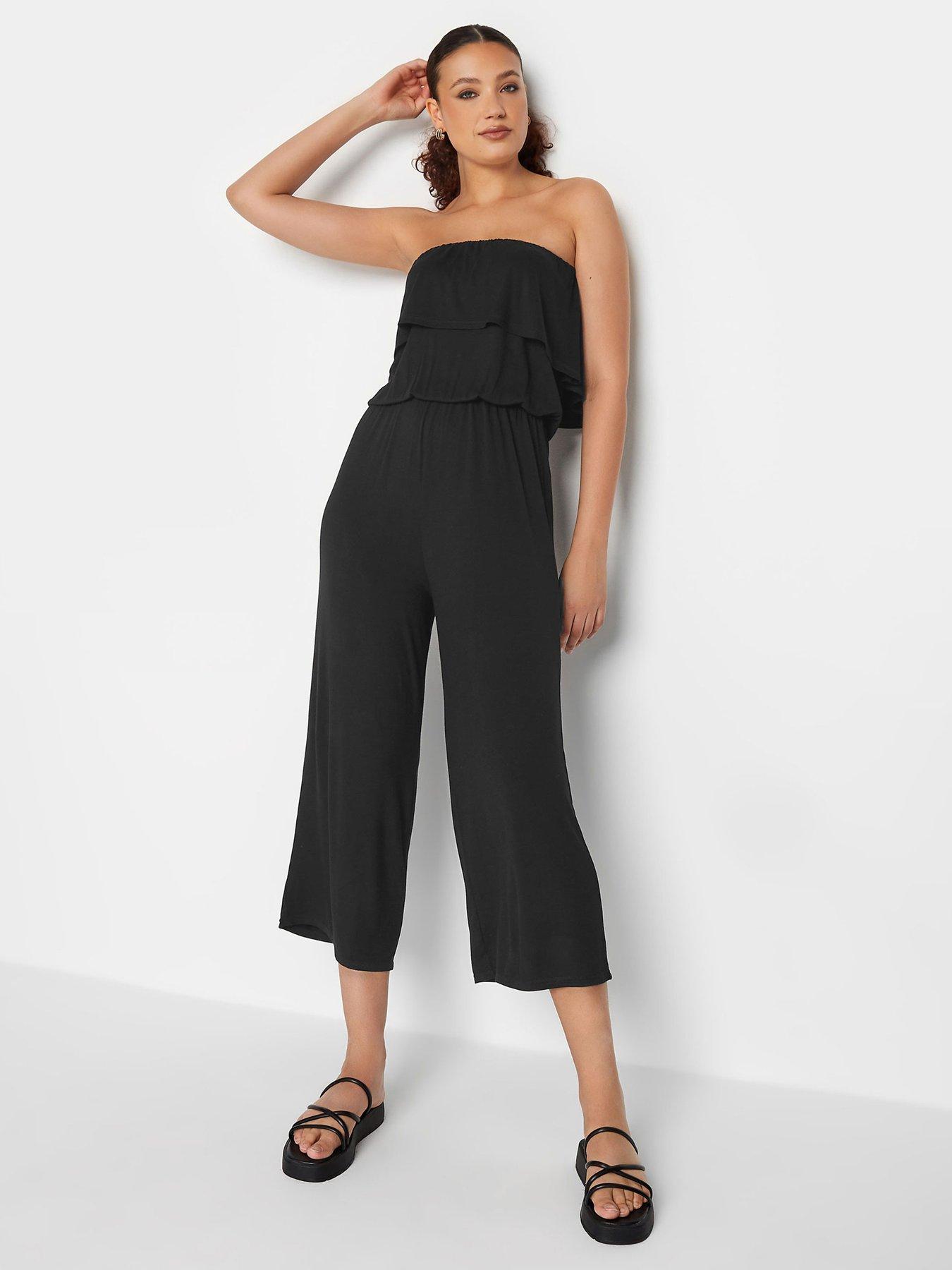 Long Tall Sally Frill Bandeau Jumpsuit - Black | Very