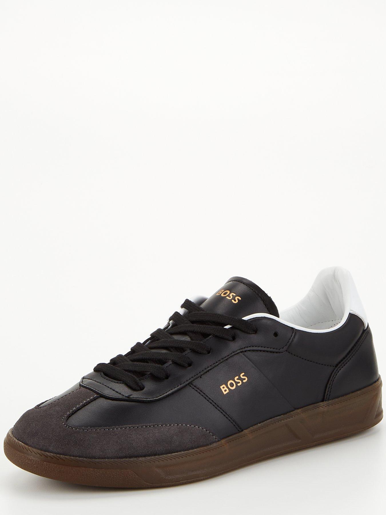 BOSS Brandon Tennis Leather Trainer - Black | Very.co.uk