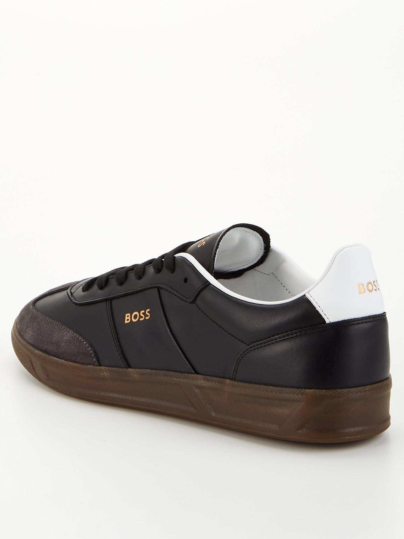 BOSS Brandon Tennis Leather Trainer - Black | Very.co.uk