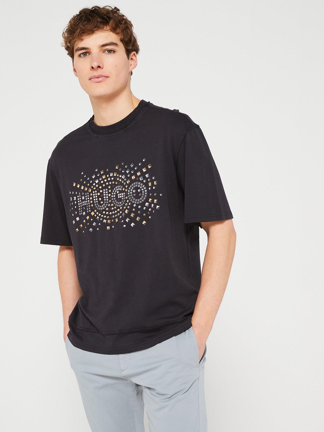 HUGO Dunic Relaxed Fit T-Shirt - Black | Very.co.uk