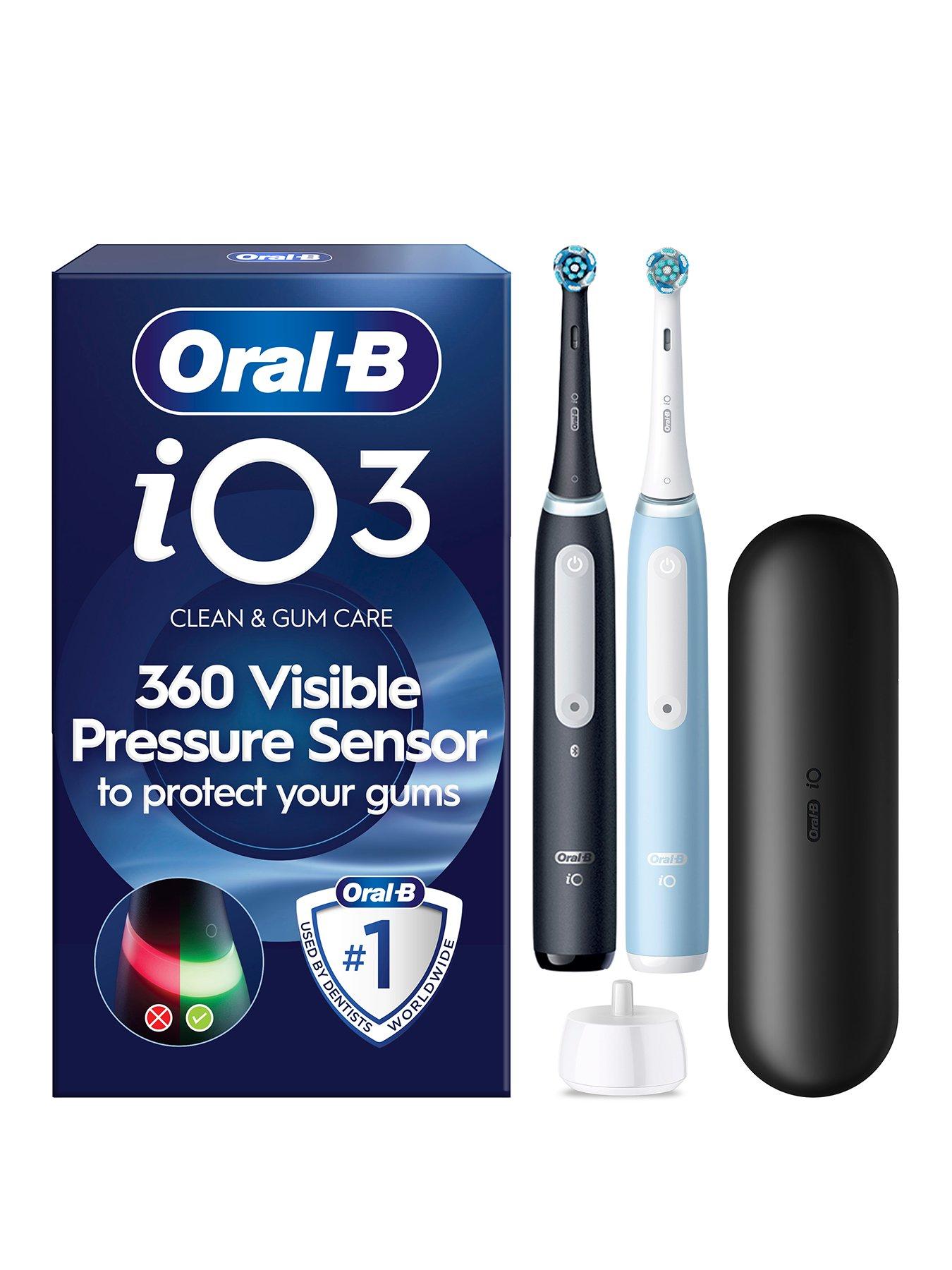 Oral-B iO3 Matt Black & Ice Blue Electric Toothbrush Duo Pack | Very