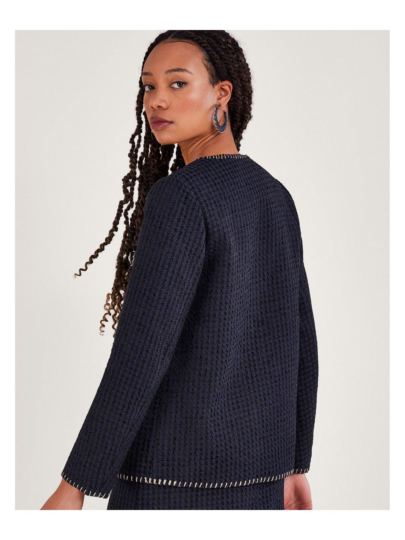 Monsoon Tilly Tweedy Interest Blazer V-neck - Black | Very