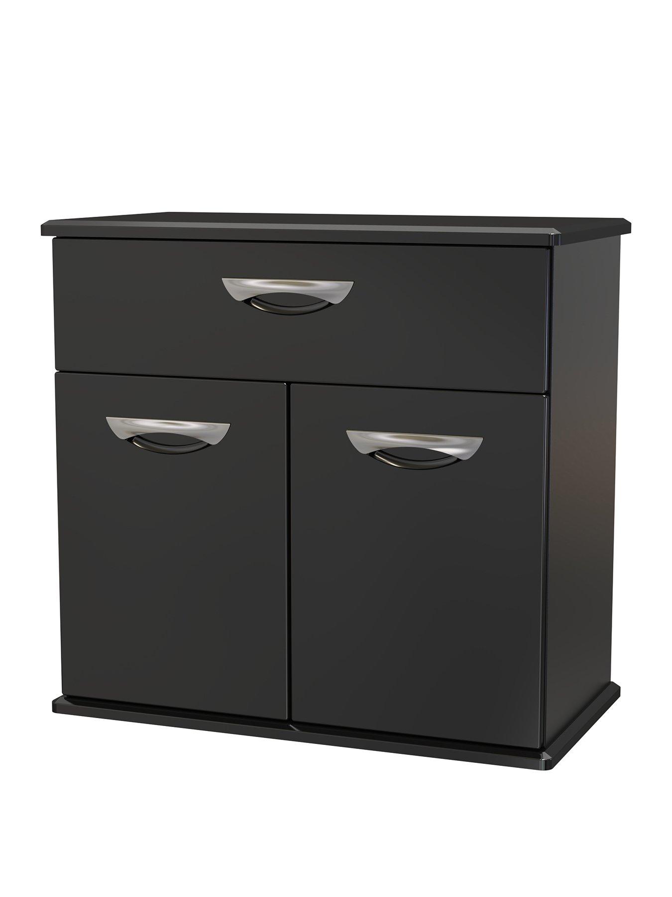 SWIFT Neptune Ready Assembled High Gloss Compact Sideboard - Black | Very