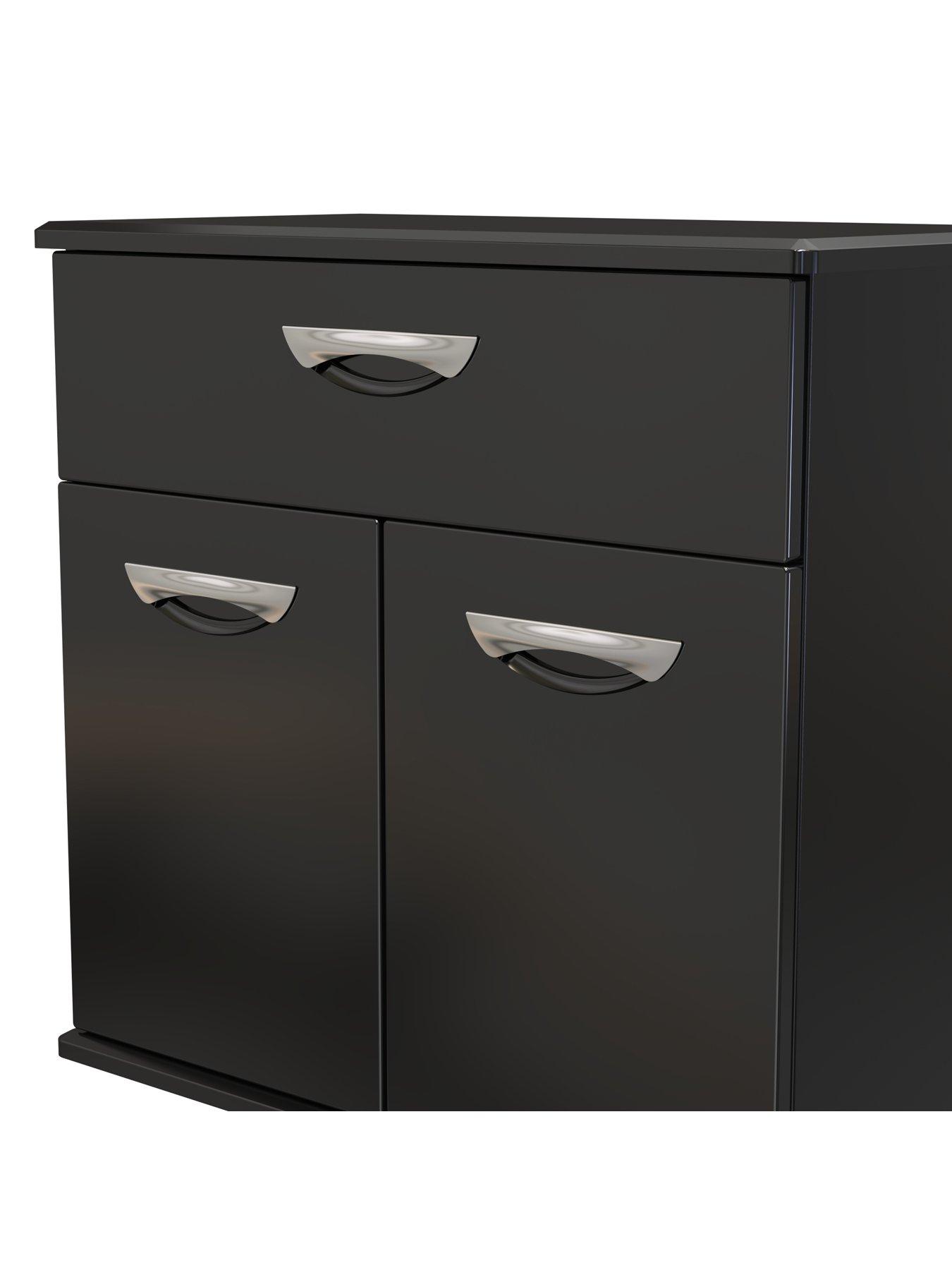 SWIFT Neptune Ready Assembled High Gloss Compact Sideboard - Black | Very