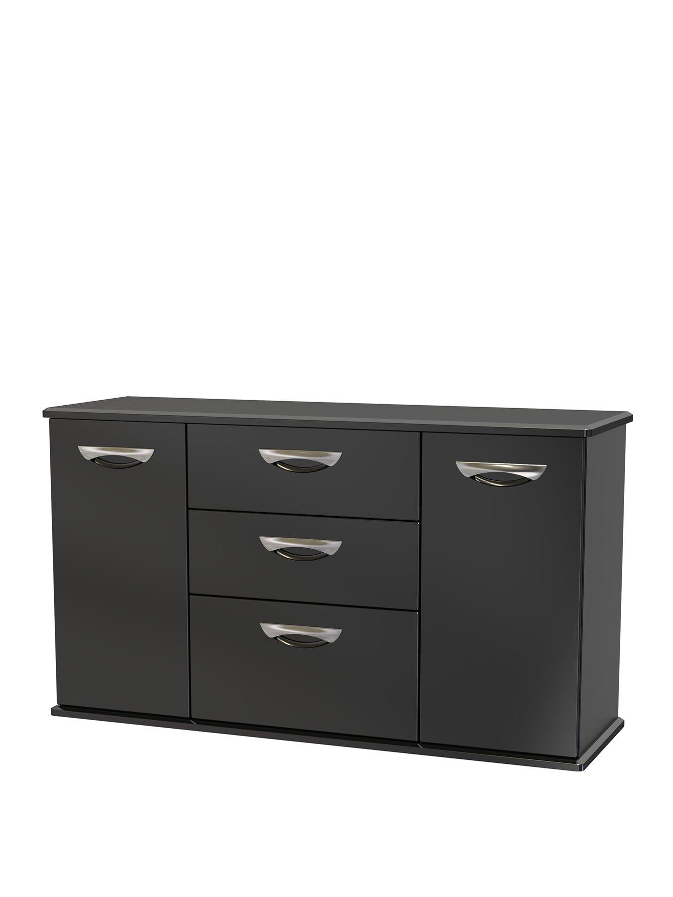 SWIFT Neptune Ready Assembled High Gloss Large Sideboard - Black | Very