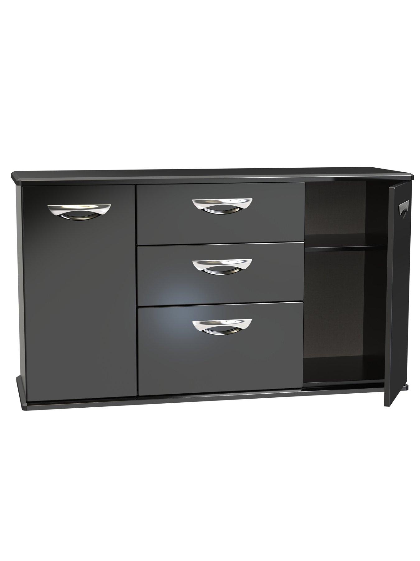 SWIFT Neptune Ready Assembled High Gloss Large Sideboard - Black | Very