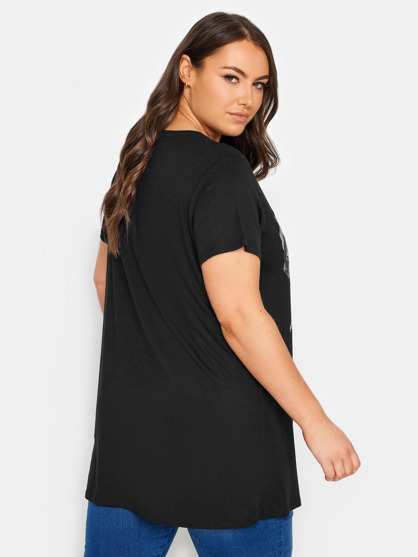 Yours Foil Puff Printed La Slogan T-Shirt - Black | Very