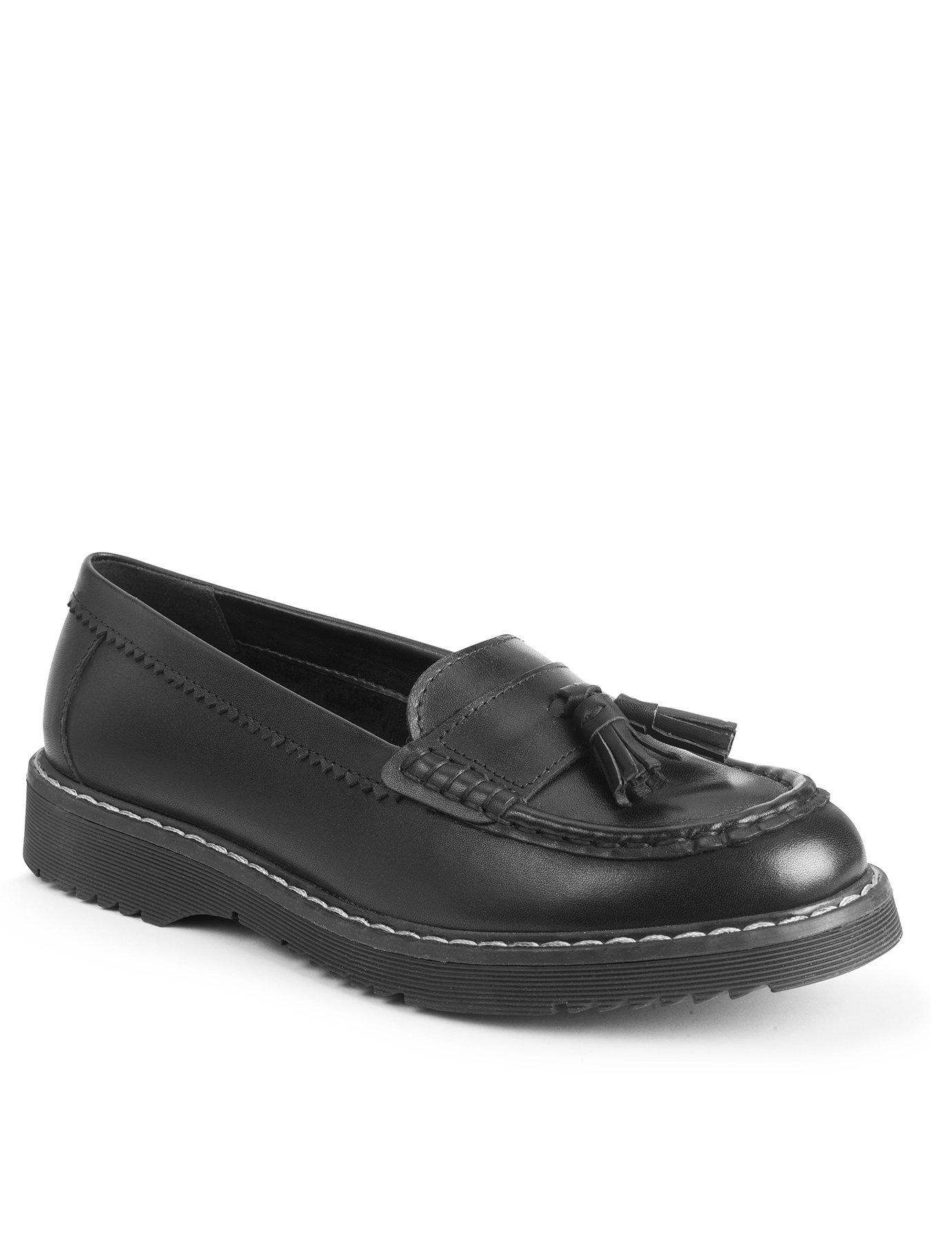 Start-rite Infinity Girls Chunky Sole Black Leather Loafer School Shoes ...