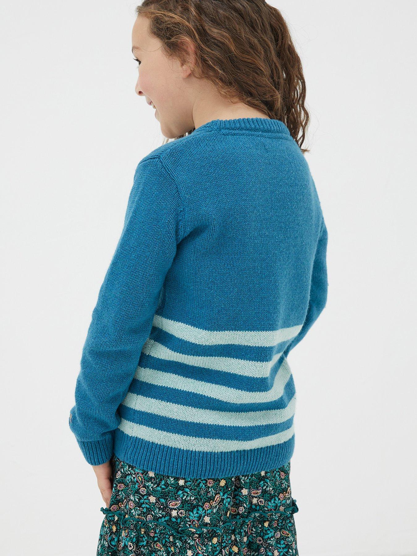 FatFace Girls Felicity Fox Crew Knitted Jumper - Teal Green | Very.co.uk