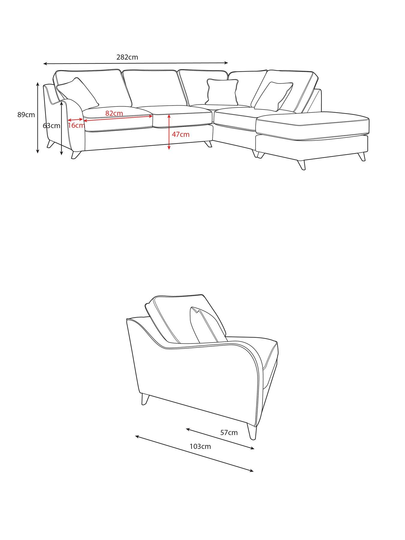 Very Home Verity Right Hand Fabric Corner Chaise Sofa + Footstool ...