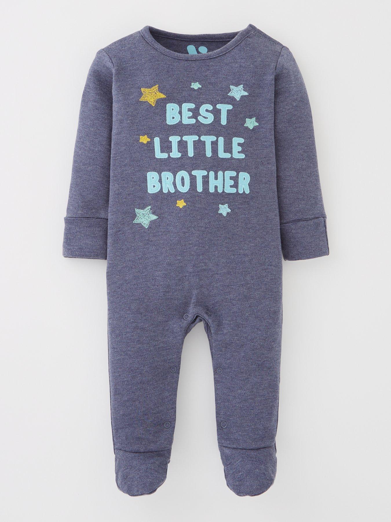 Mini V by Very Baby Boy Best Little Brother Sleepsuit - Navy | Very
