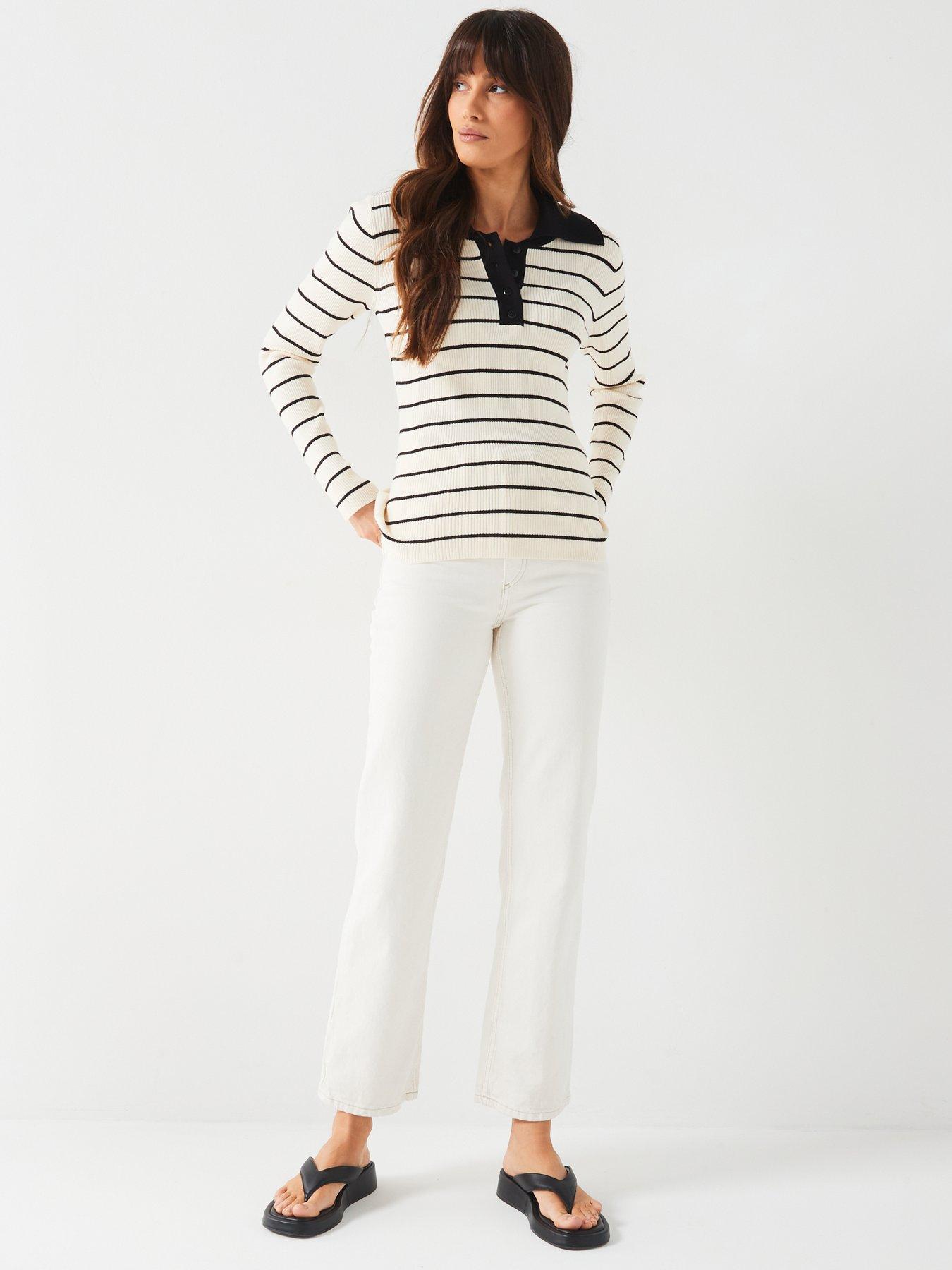 Everyday Button Down Collared Knitted Jumper - Mono | Very