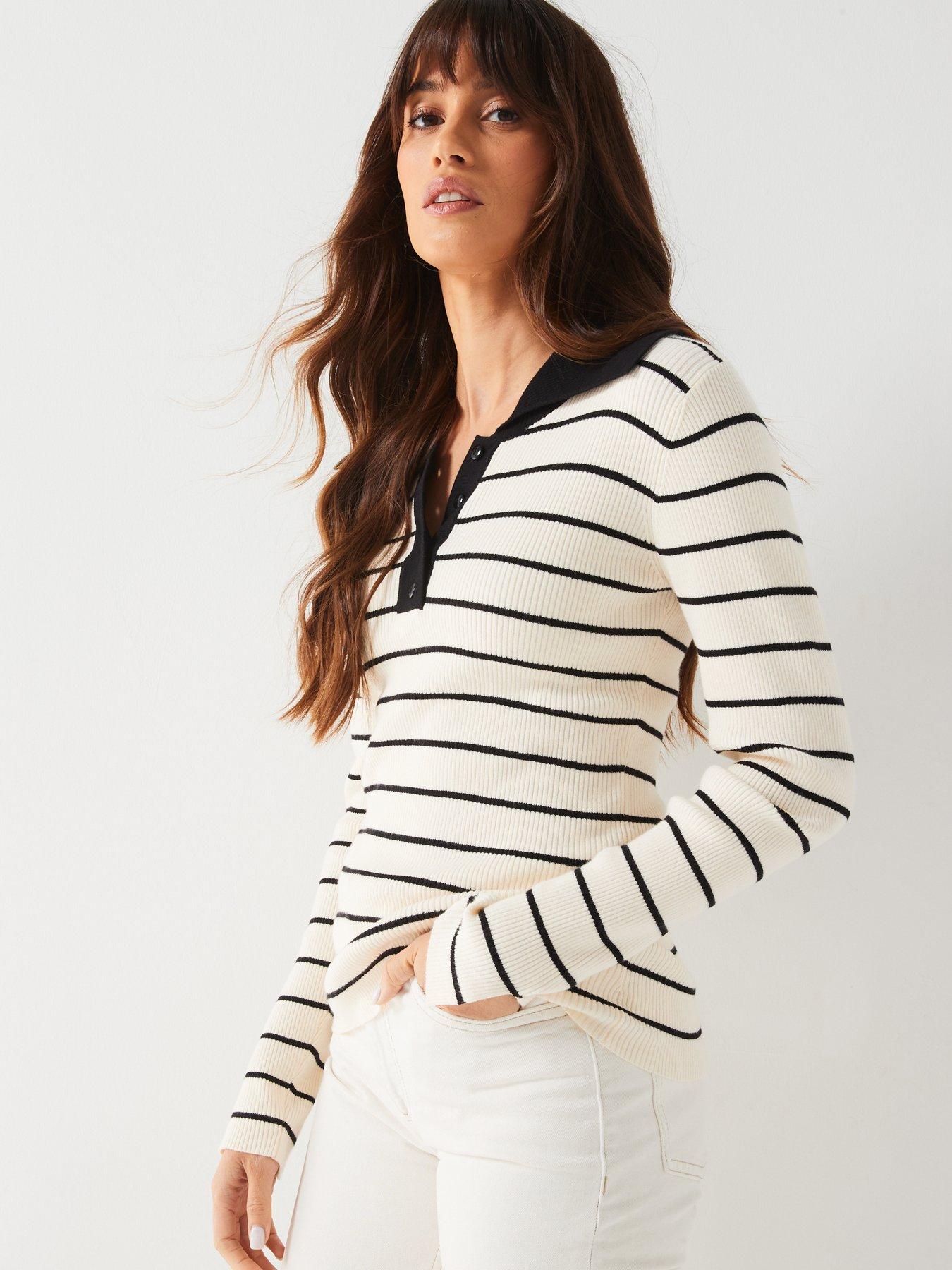 Everyday Button Down Collared Knitted Jumper - Mono | Very