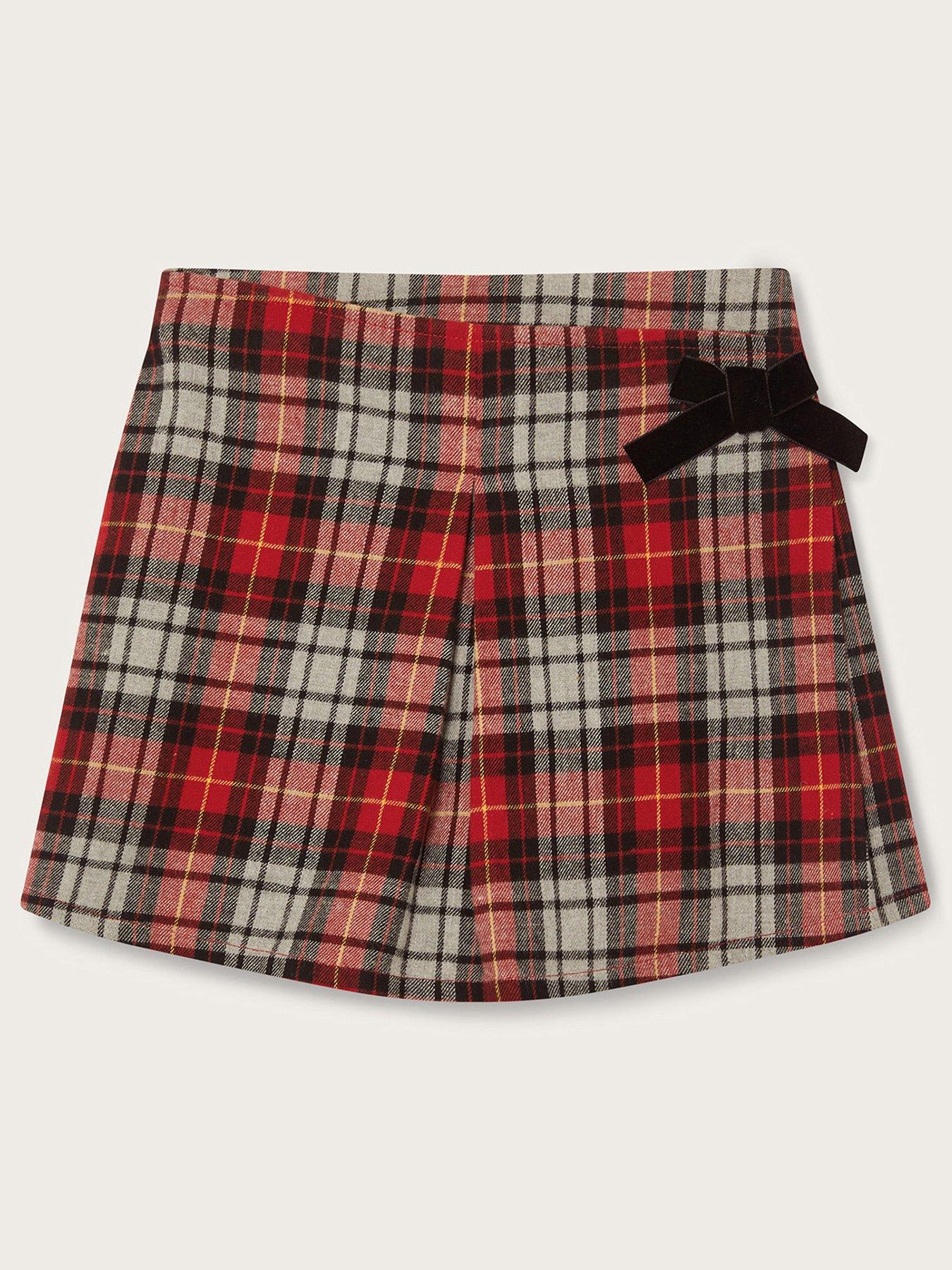 Monsoon Girls Wrap Check Skort - Red | Very