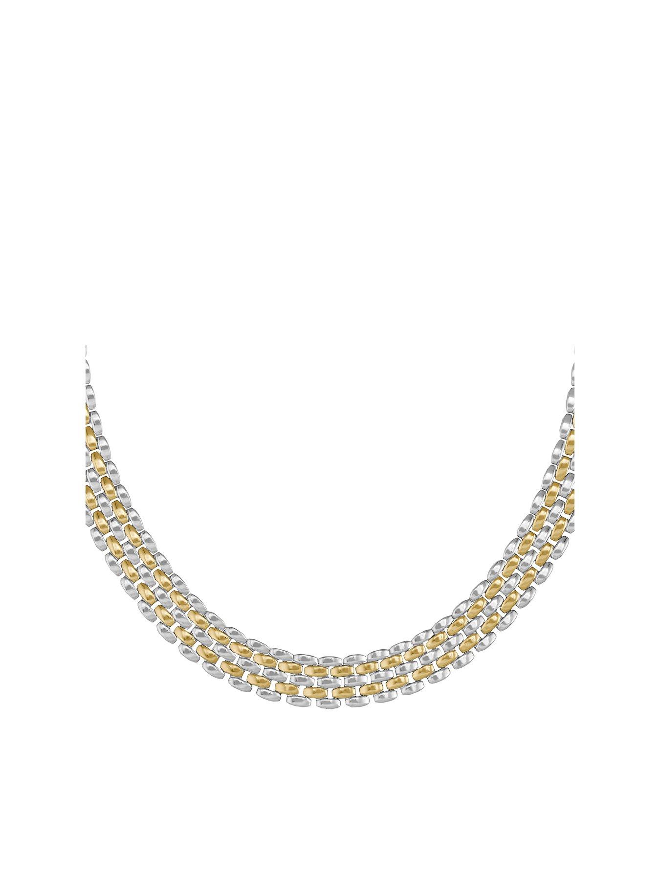 BOSS Ladies Isla Two Tone Yellow Gold IP and Stainless Steel Necklace ...