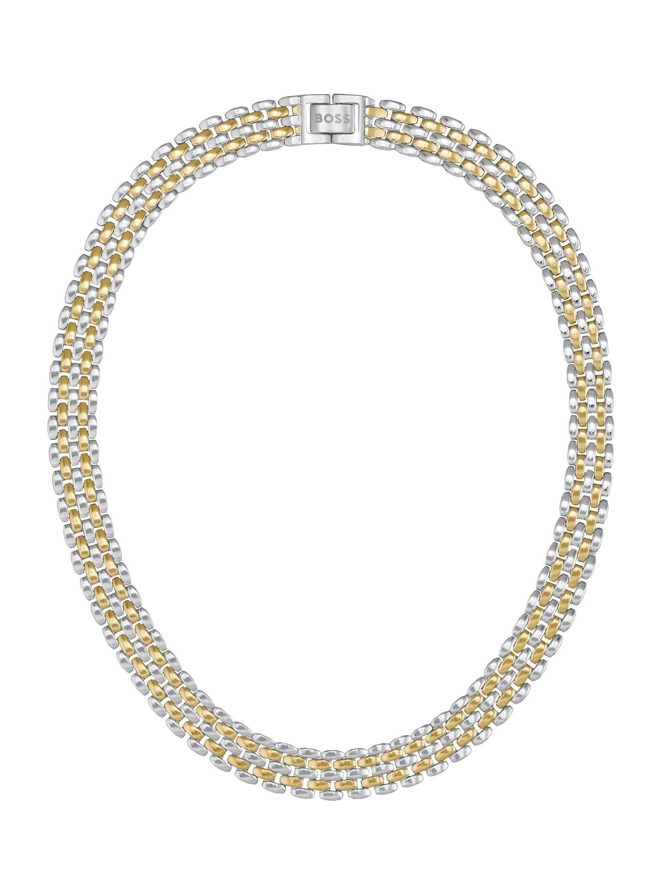 BOSS Ladies Isla Two Tone Yellow Gold IP and Stainless Steel Necklace ...
