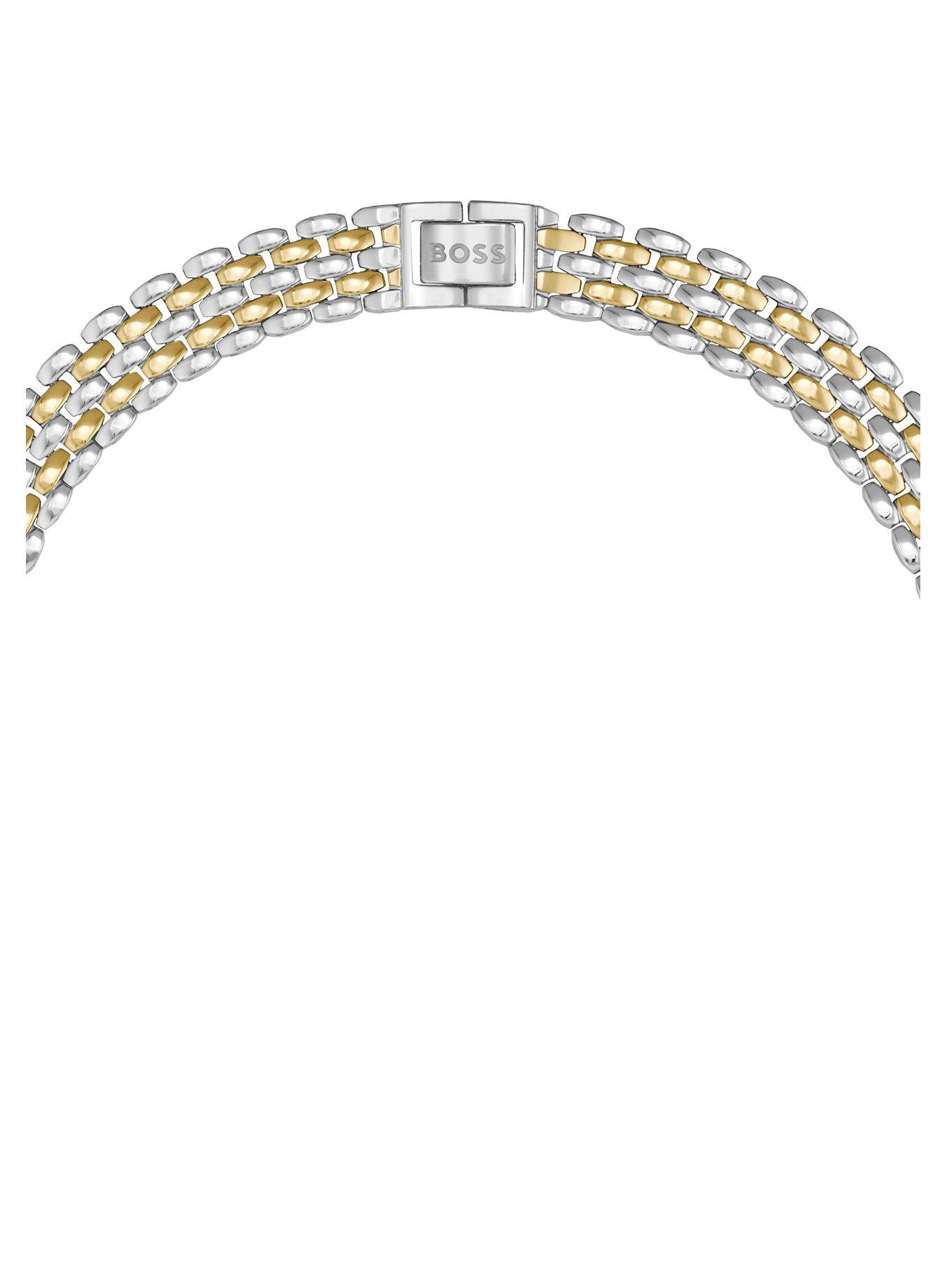 BOSS Ladies Isla Two Tone Yellow Gold IP and Stainless Steel Necklace ...