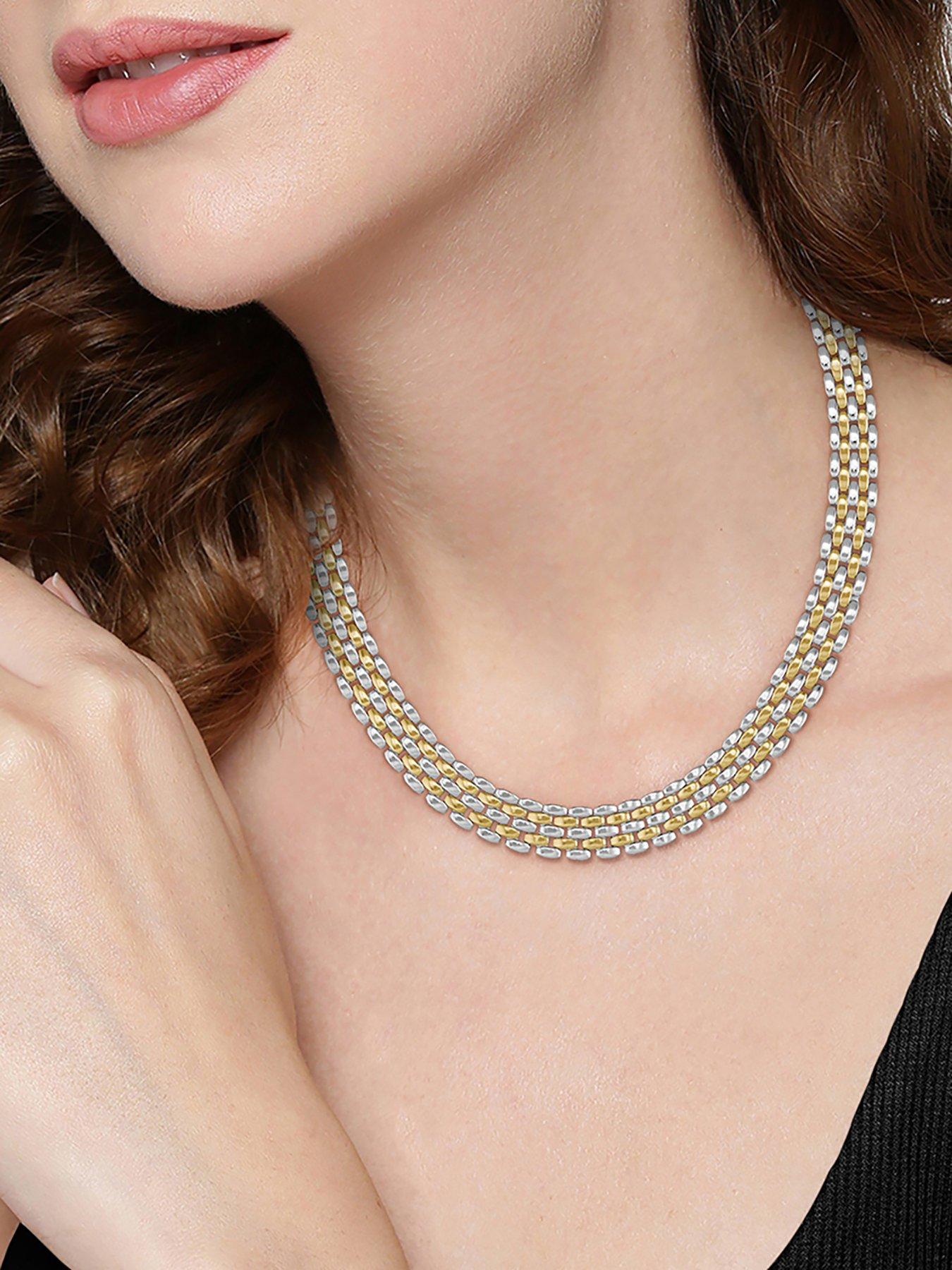 BOSS Ladies Isla Two Tone Yellow Gold IP and Stainless Steel Necklace ...