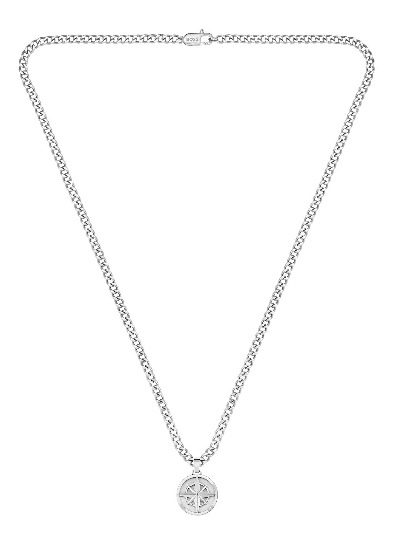 BOSS Gents Stainless Steel Compass Necklace | Very