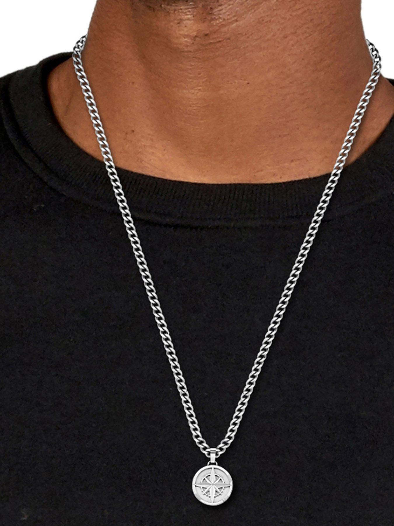 BOSS Gents Stainless Steel Compass Necklace | Very