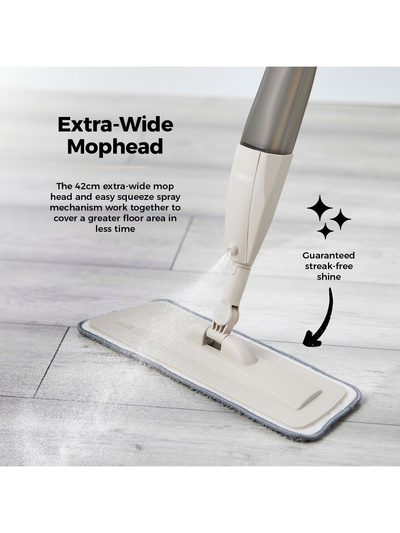 Tower Spray Mop with Anti-Leak Bottle and 2x Microfibre Pad, Latte ...