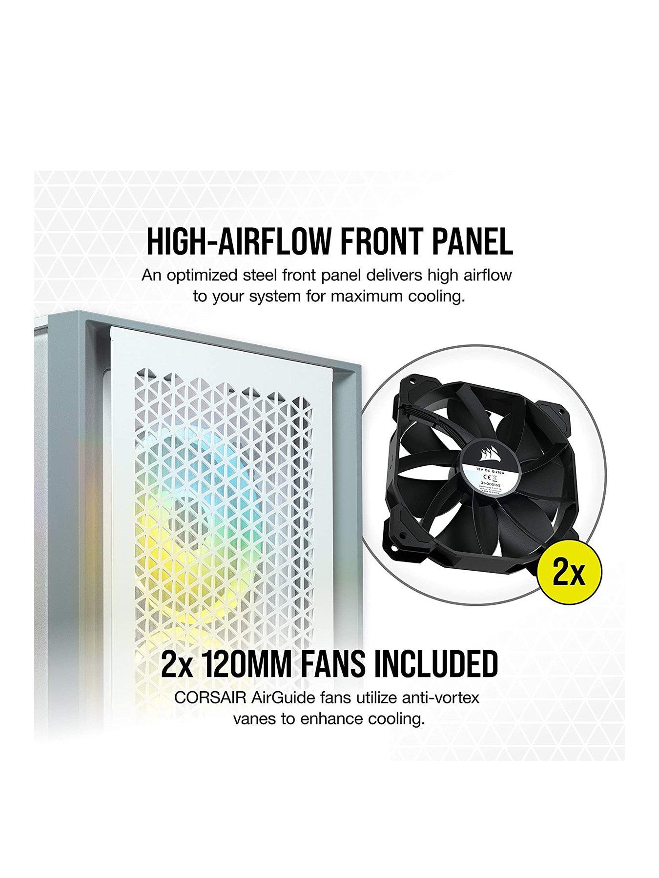 CORSAIR 4000D Airflow Tempered Glass Mid-Tower, White | Very