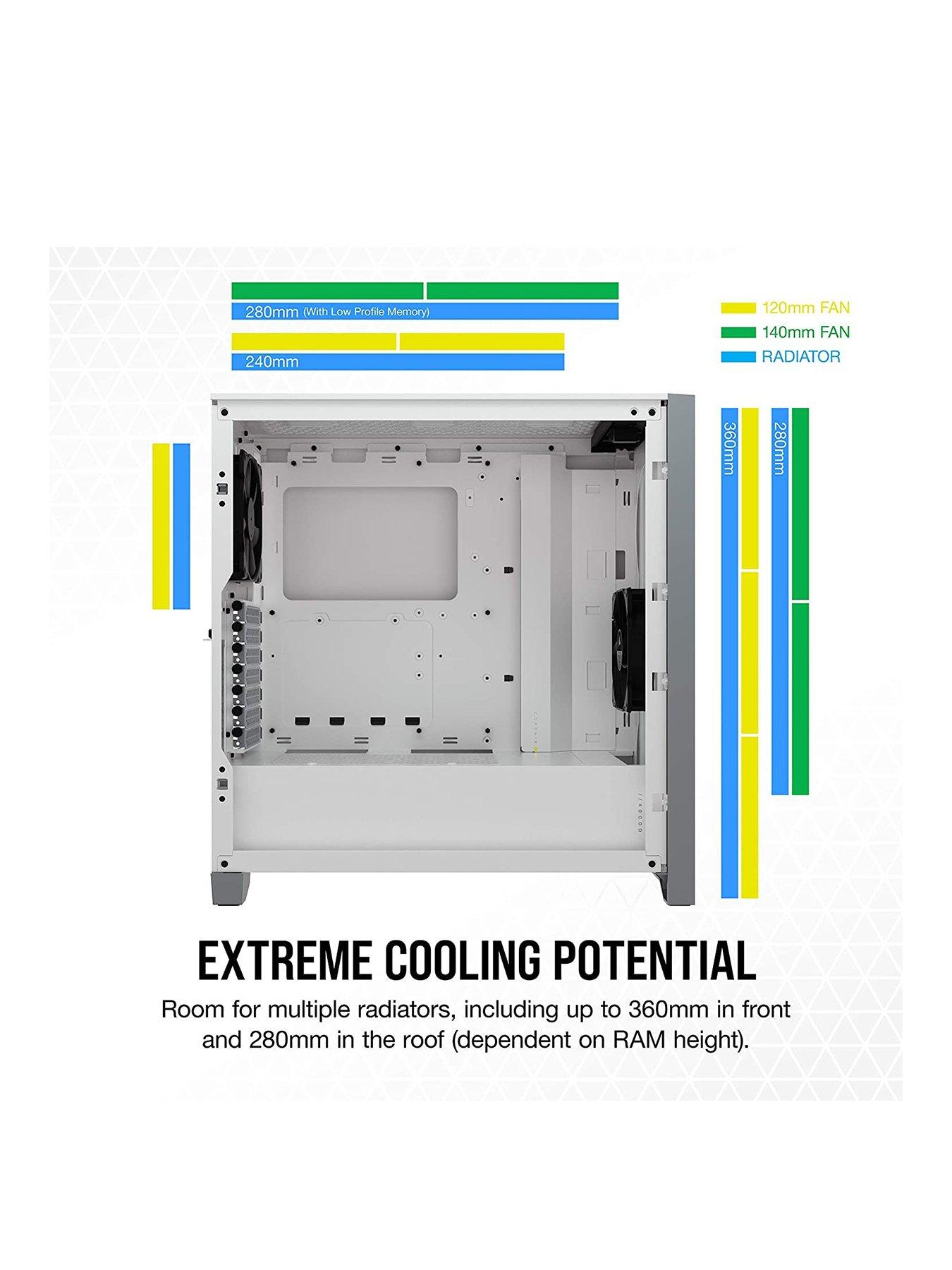 CORSAIR 4000D Airflow Tempered Glass Mid-Tower, White | Very