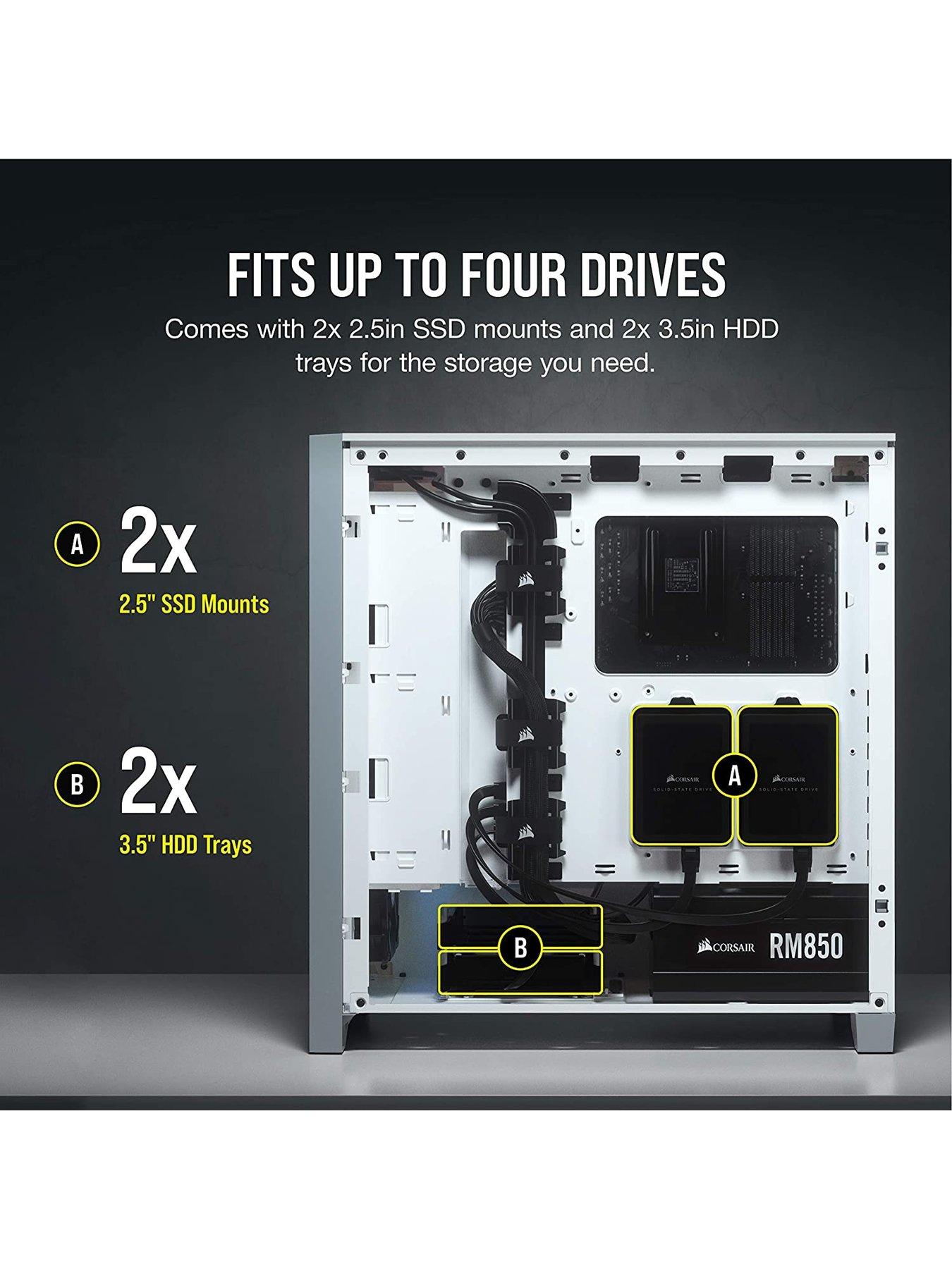 CORSAIR 4000D Airflow Tempered Glass Mid-Tower, White | Very