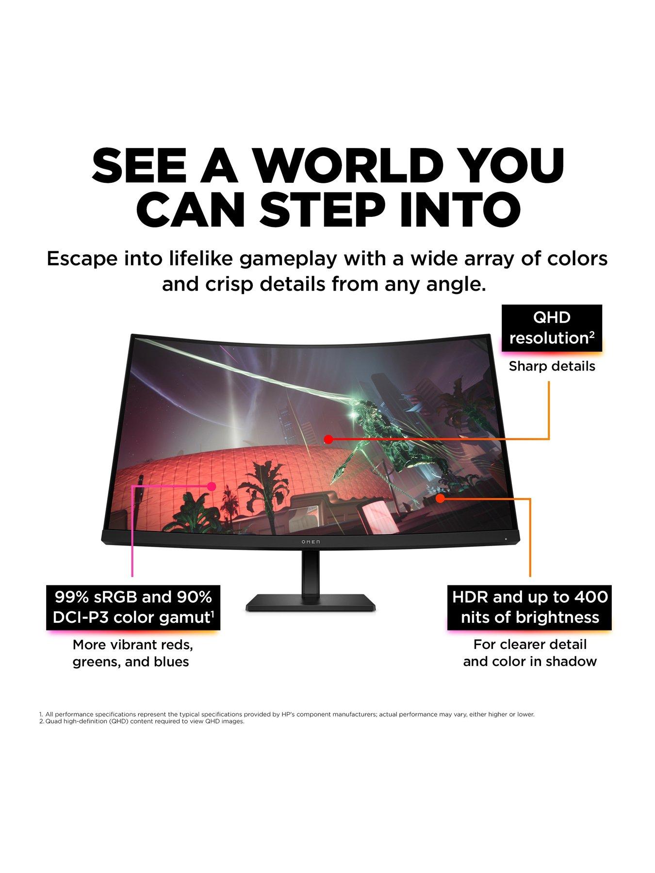 HP OMEN 32c Curved Gaming Monitor - 31.5in QHD (2560 x 1440) 165hz, 1ms ...