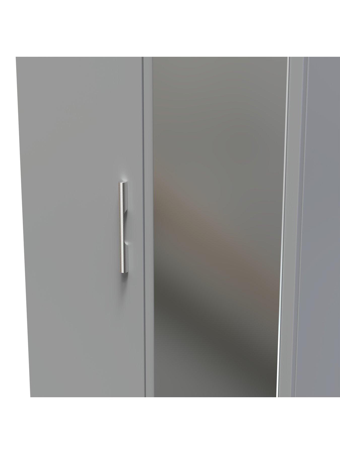 SWIFT Logan Ready Assembled 2 Door Mirrored Wardrobe - Grey | Very