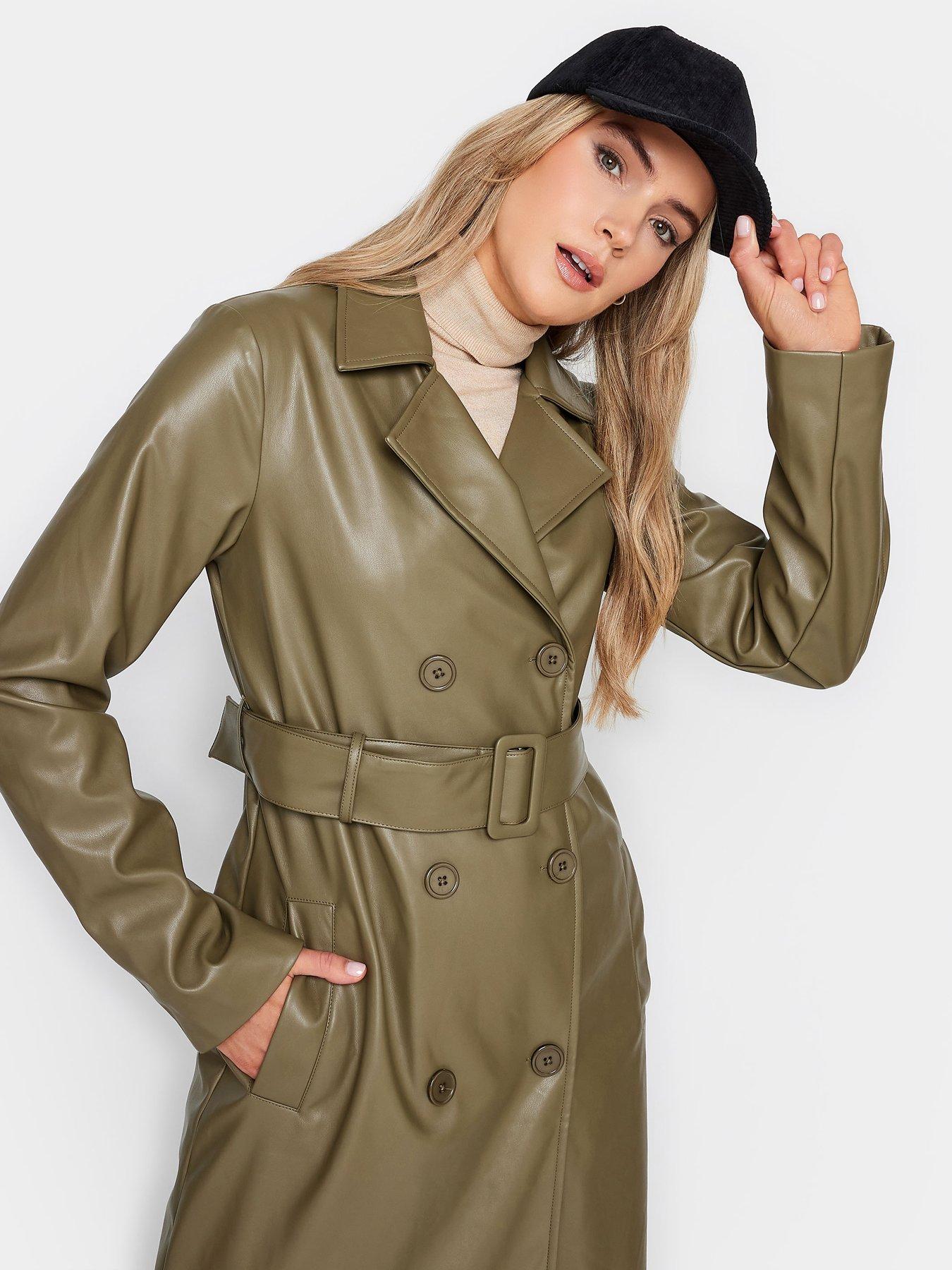 Long Tall Sally Olive Pu Trench Coat | Very