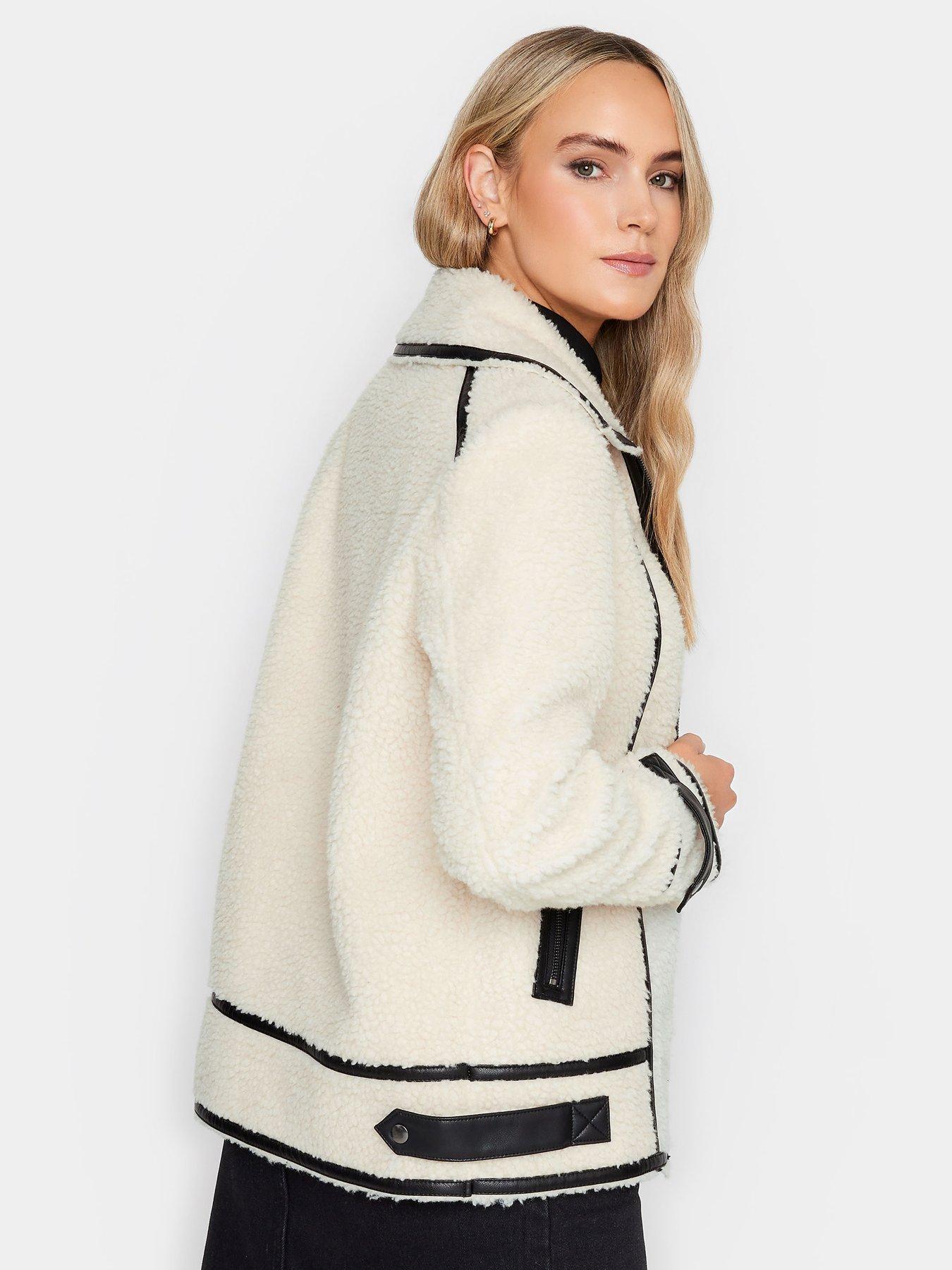 Long Tall Sally Bonded Borg Zip Through Jacket - Natural | Very