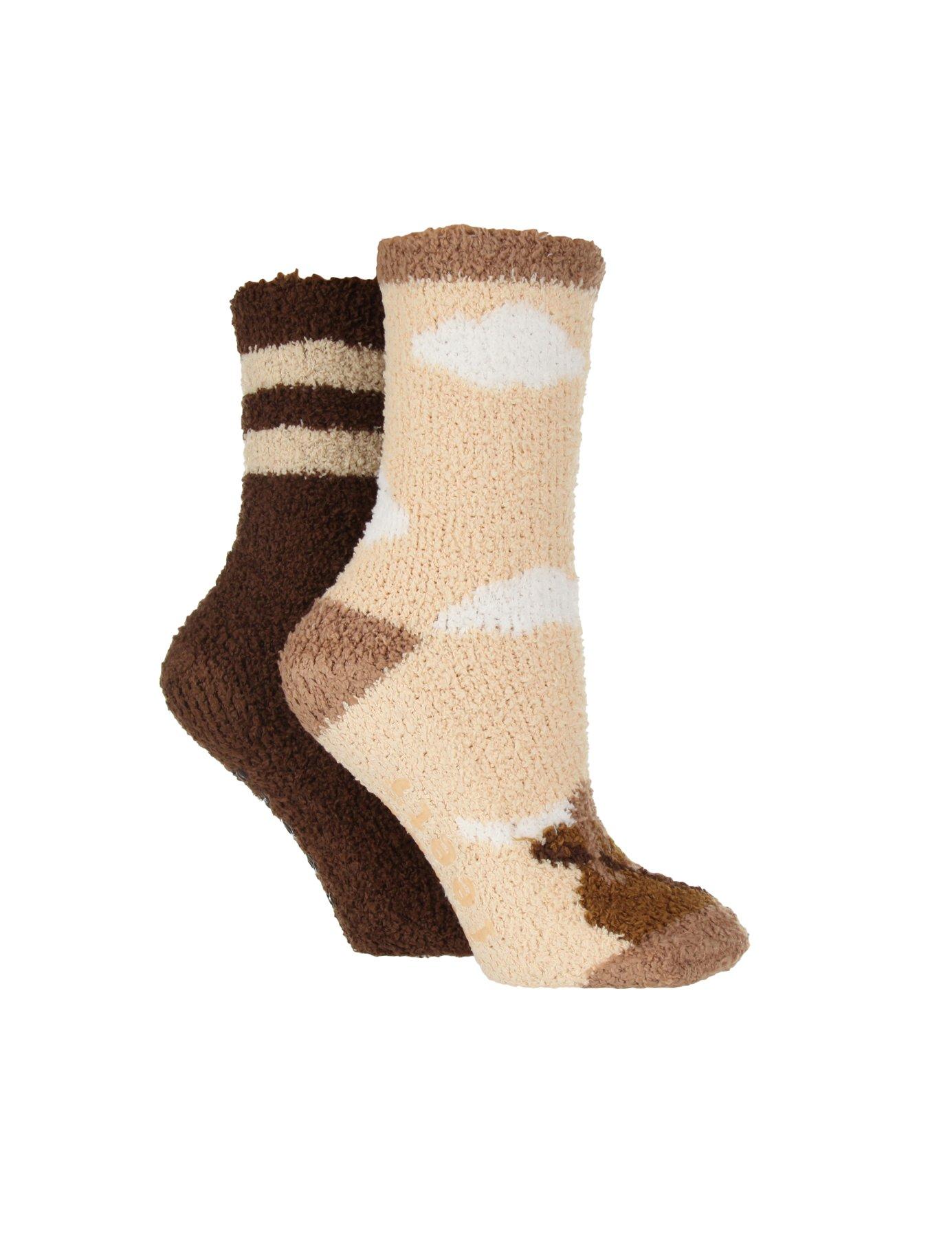 Wild Feet 2pk Fashion Cosy Lounge Socks Hanging Gift Highland Cow ...